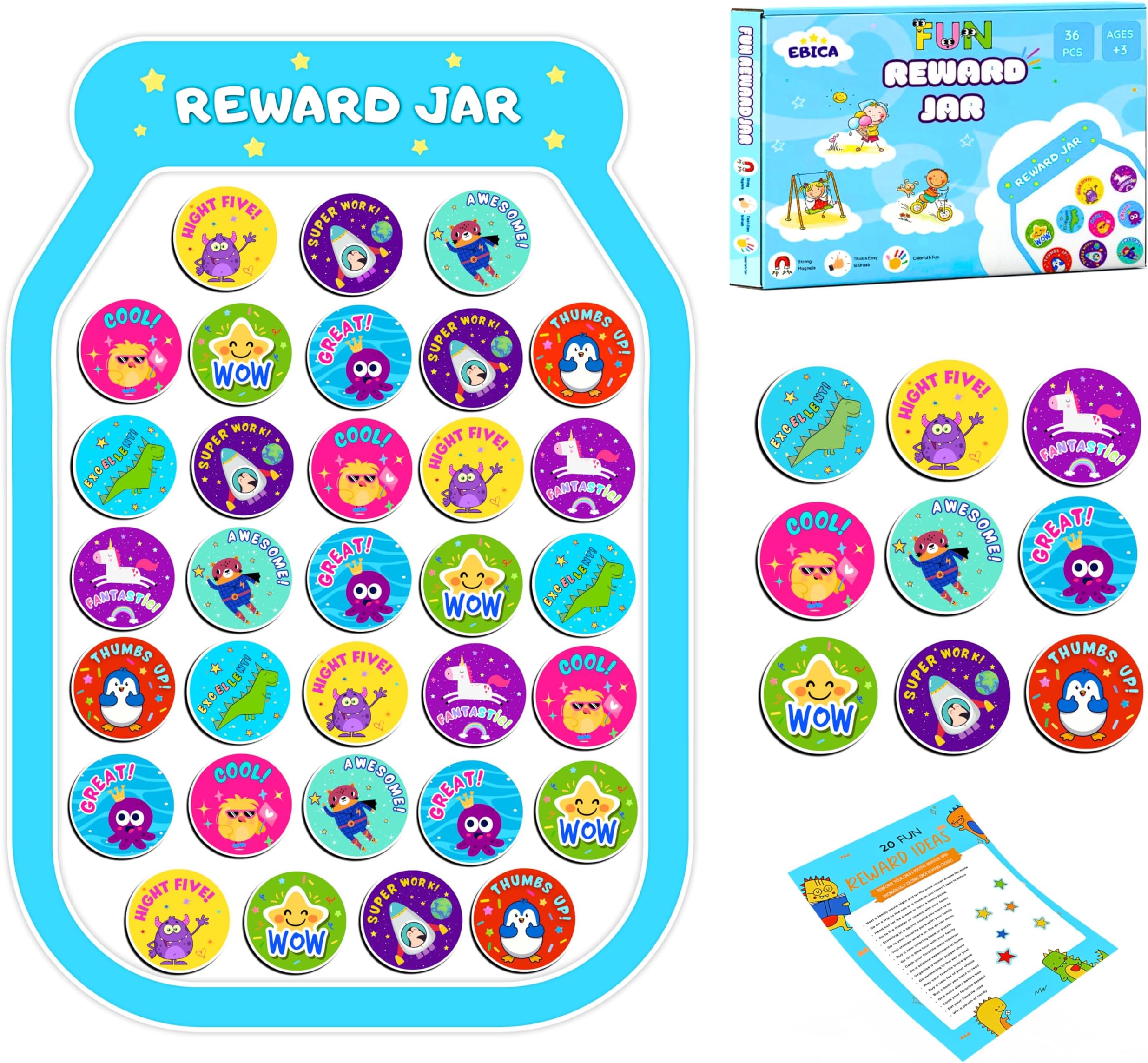 Amazon.com : Whaline Magnetic Smile Reward Jar for Kids 56Pcs Behavior ...