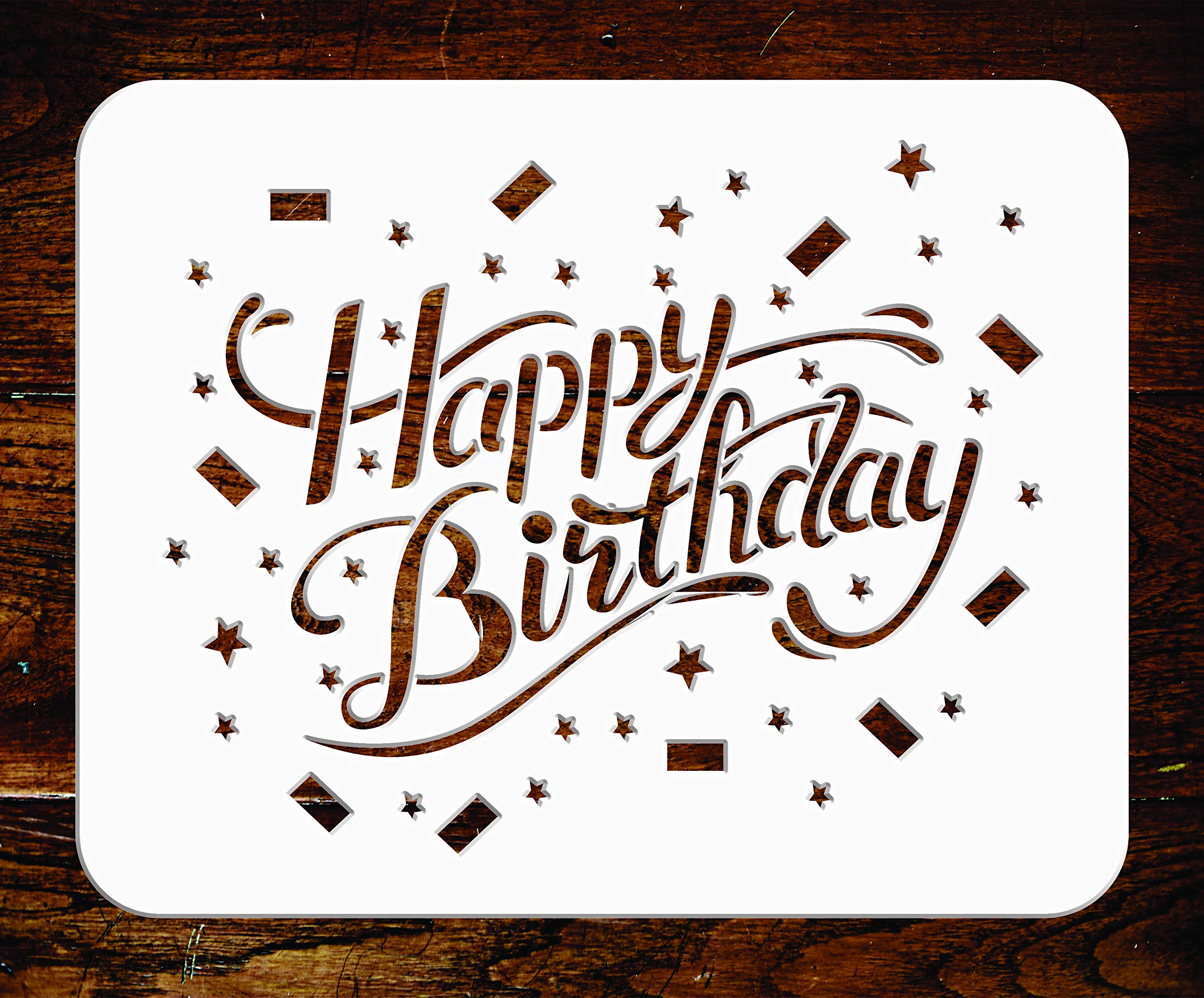 Happy Birthday Stencil - 14 x 11.5 cm - Reusable Quote Sign Words Wall ...