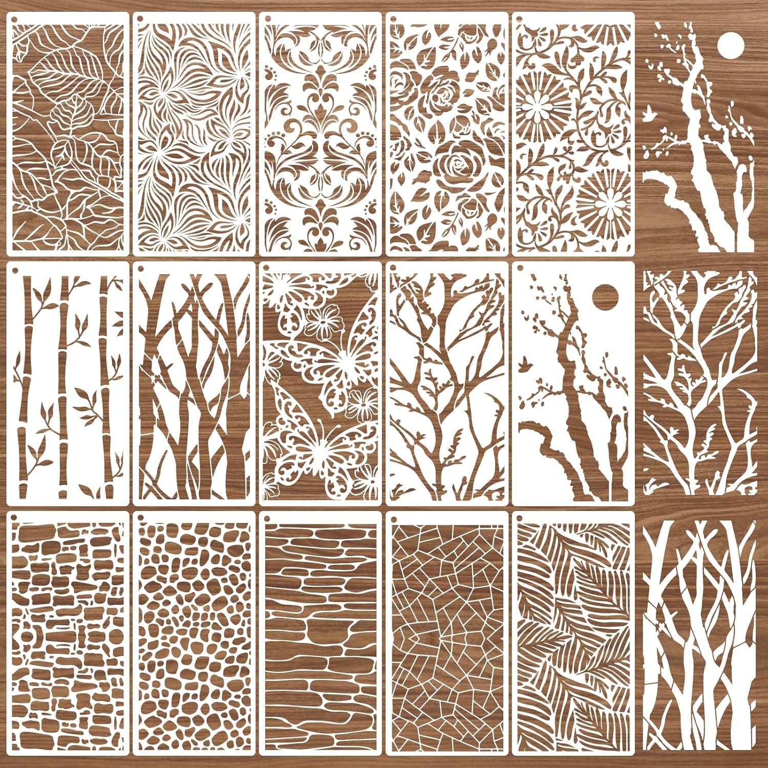 Amazon.com: 15 Pack Border Stencil for Painting on Wood, 4x8 Inches ...