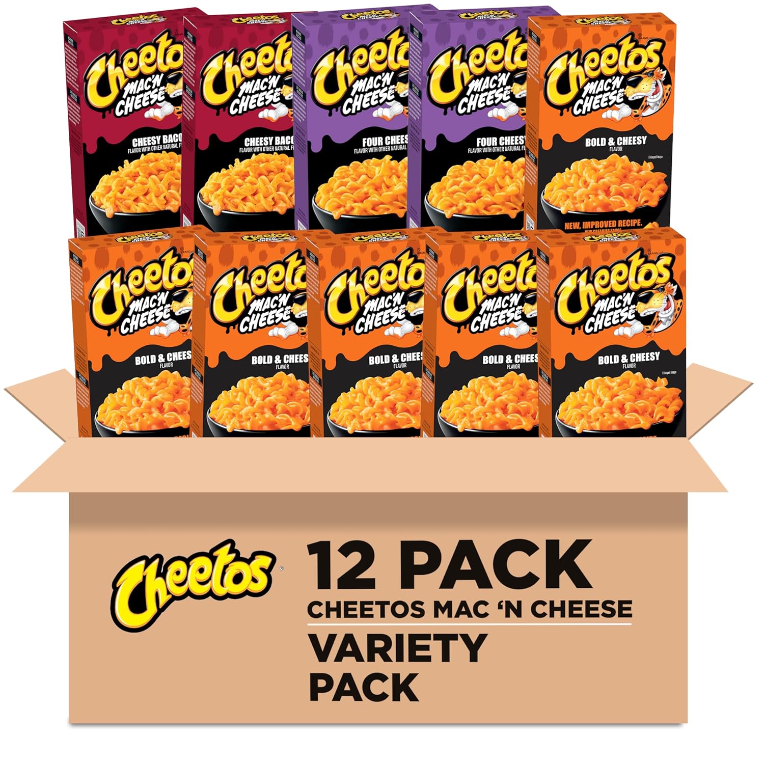 Amazon.com: Cheetos Mac & Cheese, Non-Spicy 3 Flavor Variety Pack, (12 ...