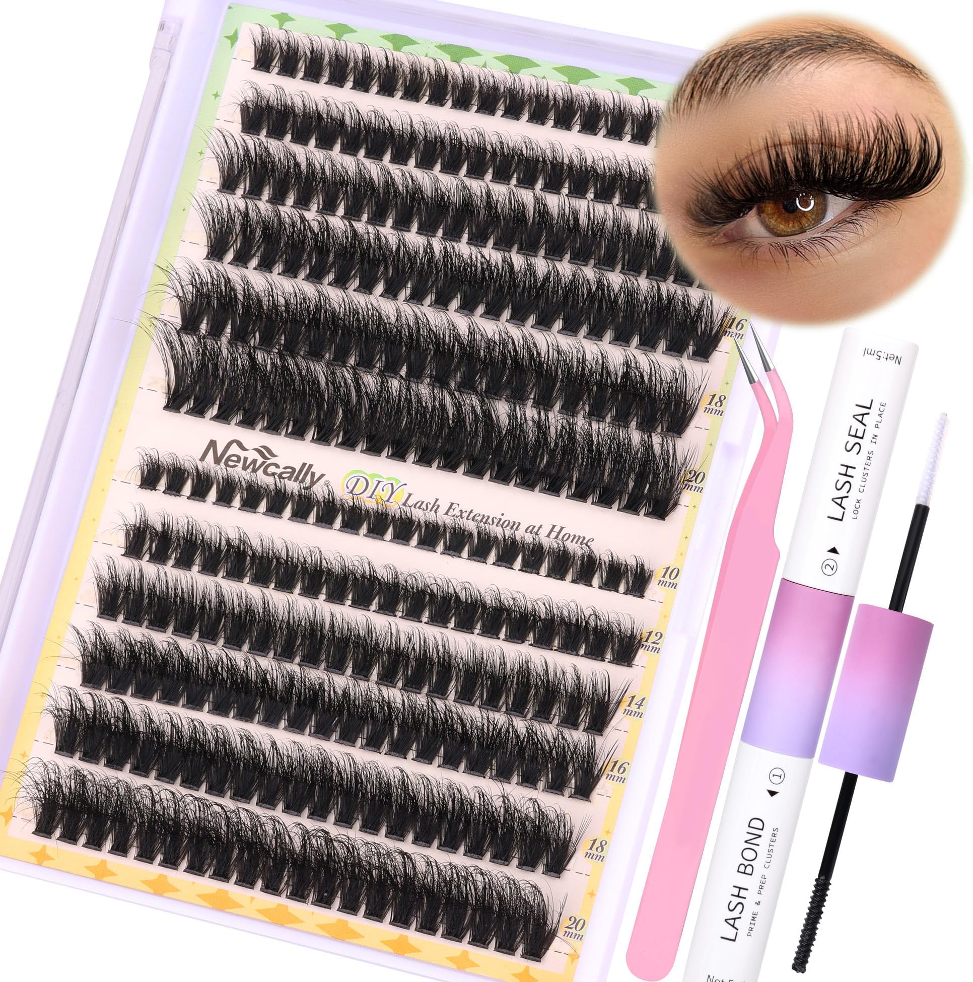 Amazon.com: Eefofnn DIY Eyelash Extension Kit Fluffy Cluster Lashes Kit ...