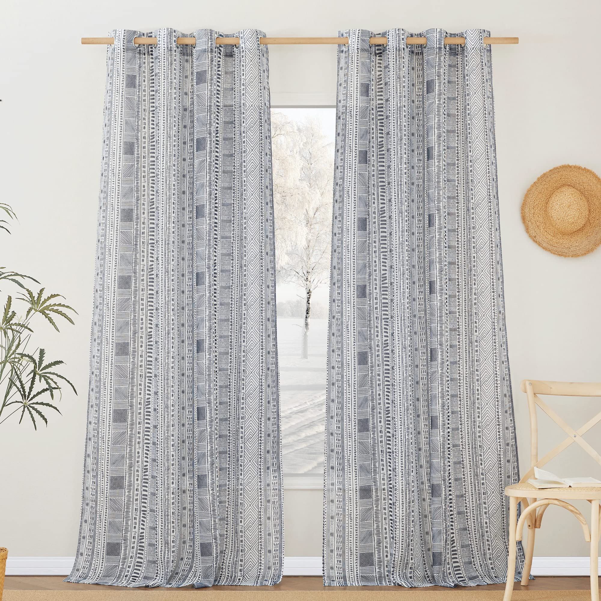 NICETOWN Open Linen Wave Sheer Living Room Curtains for Large Window 95 ...