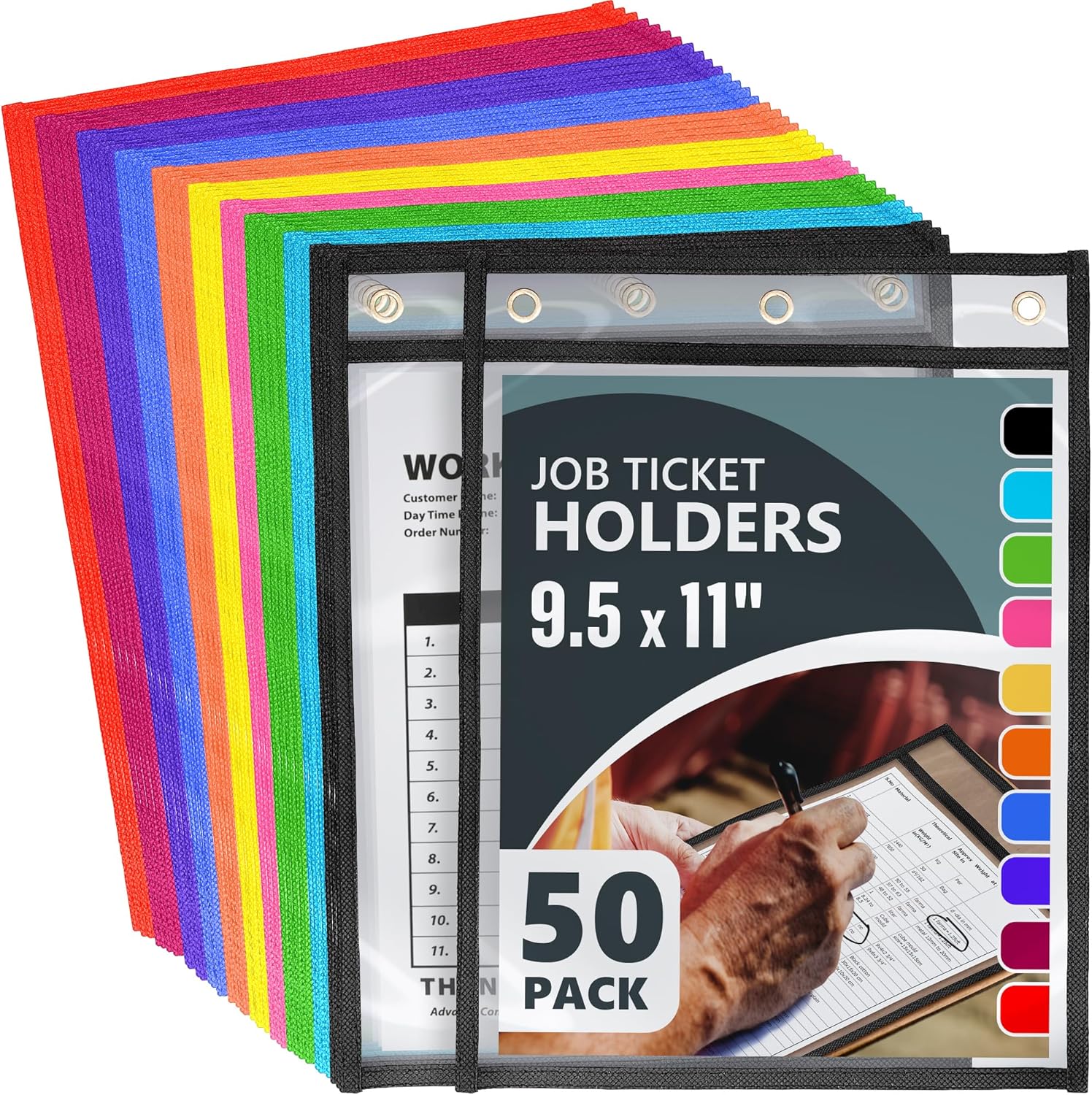 Amazon.com : 50 Pack Job Ticket Holders 9x12 inch - Colored Work Order ...