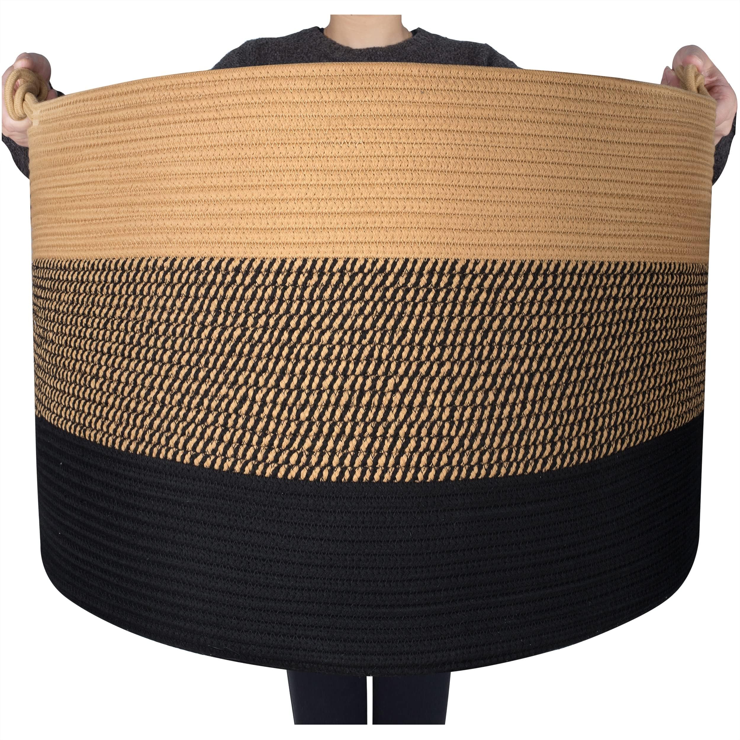Amazon.com: OIAHOMY 108L Large Cotton Rope Basket, Rectangle Woven ...