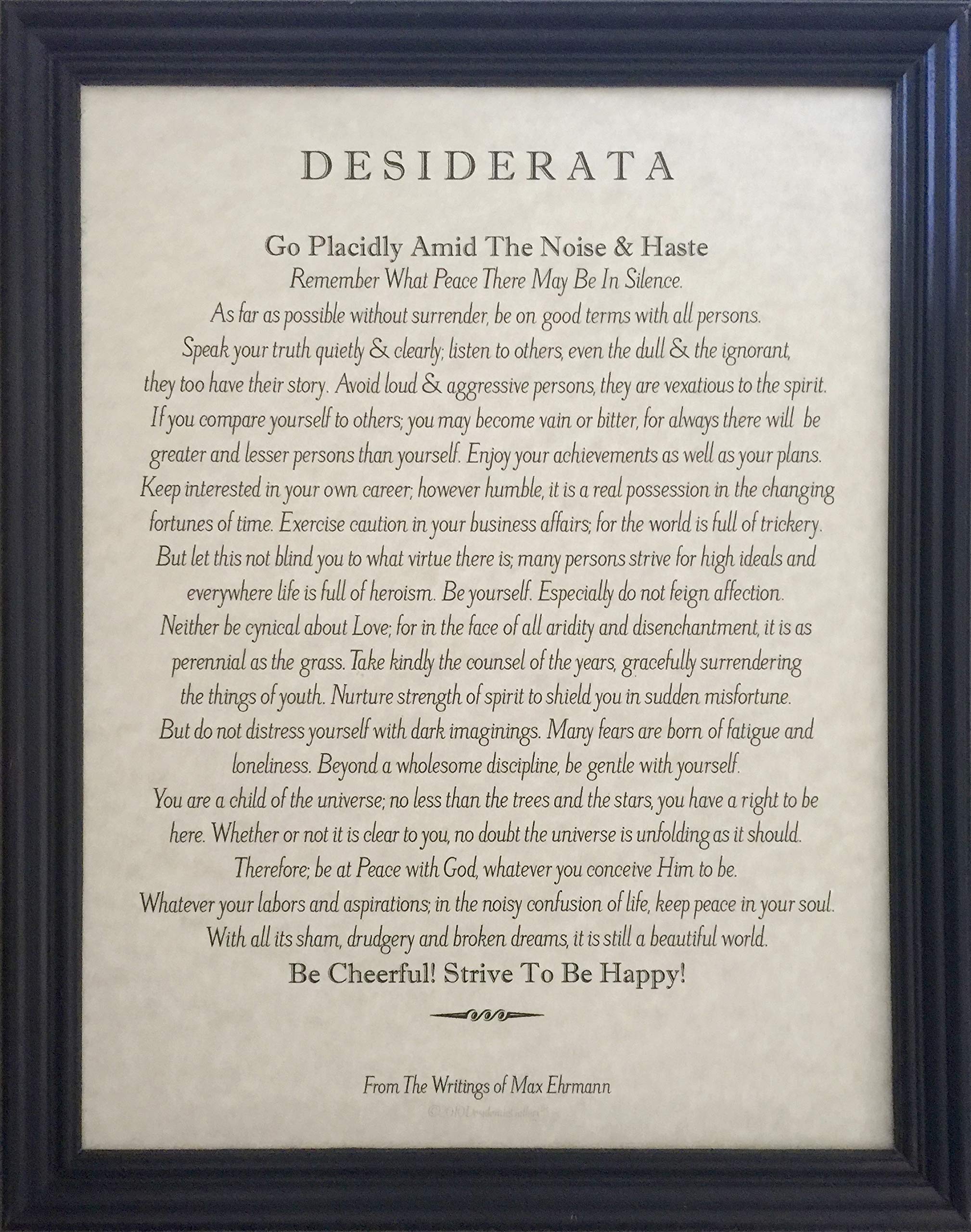 Wood Framed Motivational Desiderata Poem By Max Ehrmann Classic ...