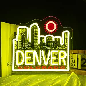 Amazon.com : Denver Skyline Neon Sign, Colorado Vintage Wall Decor for ...