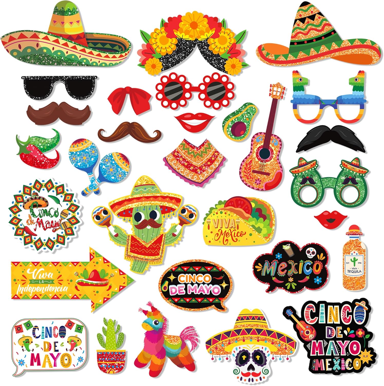 30 Pcs Fiesta Photo Booth Props Mexican Fiesta Photo Philippines | Ubuy