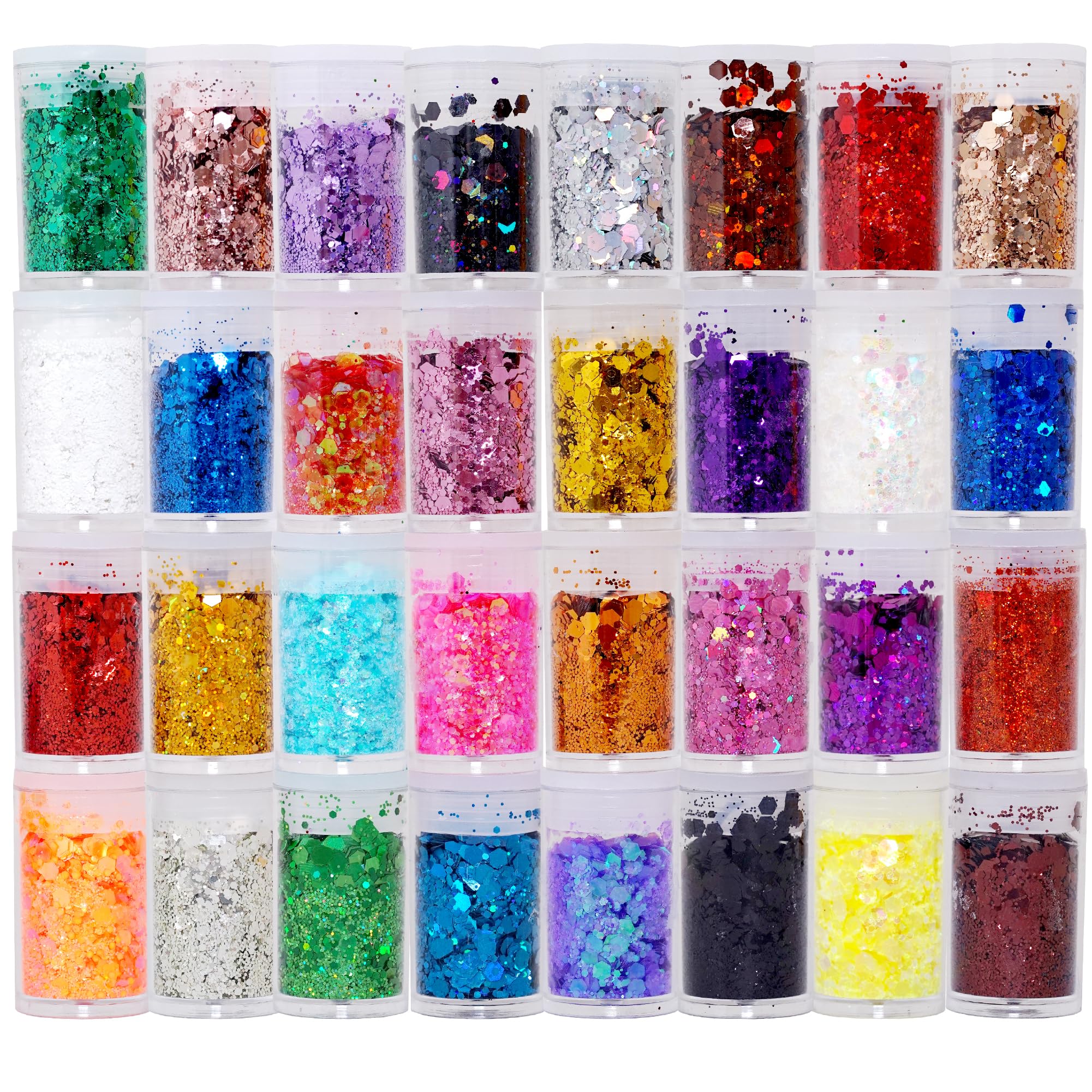 Amazon.com : 32 Pack Chunky Mix Holographic Glitter - Face Glitter ...