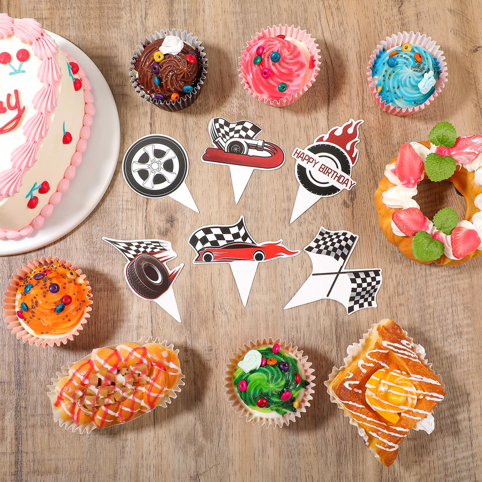 Snapklik.com : 24 PCS Race Car Cupcake Toppers Cars Cupcake Toppers ...