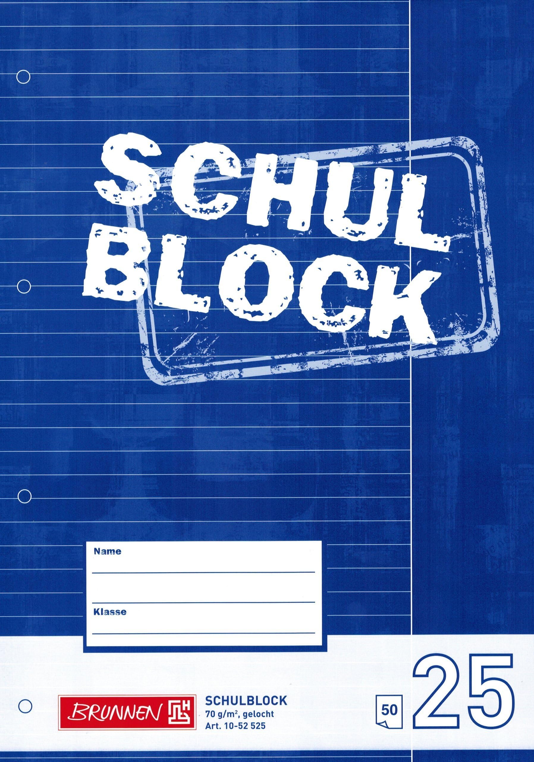 Schreibblock/Schulblock 25 "BRUNNEN" 50 Blatt / A4-70g : Amazon.de ...