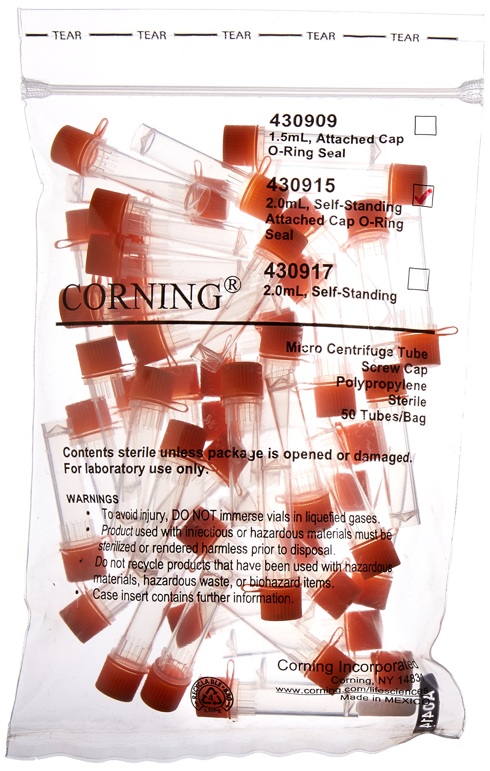 Buy Corning 430915 Polypropylene Microcentrifuge Tube with O-ring ...