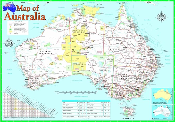 laminated AUSTRALIA MAP poster australian geographic educational ...