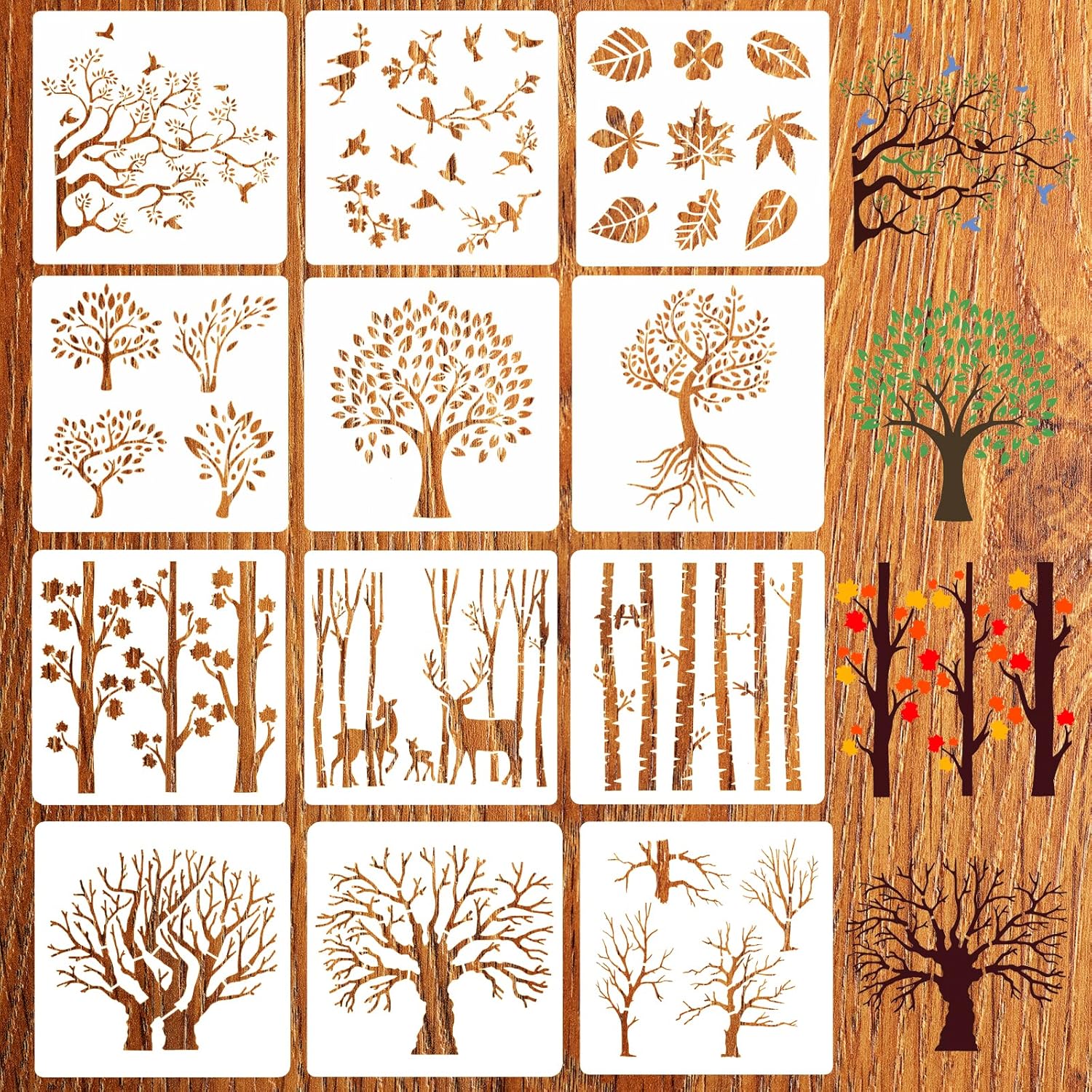 Amazon.com : 12 Pcs Tree Stencil Branches Stencils Aspen Trees Stencils ...