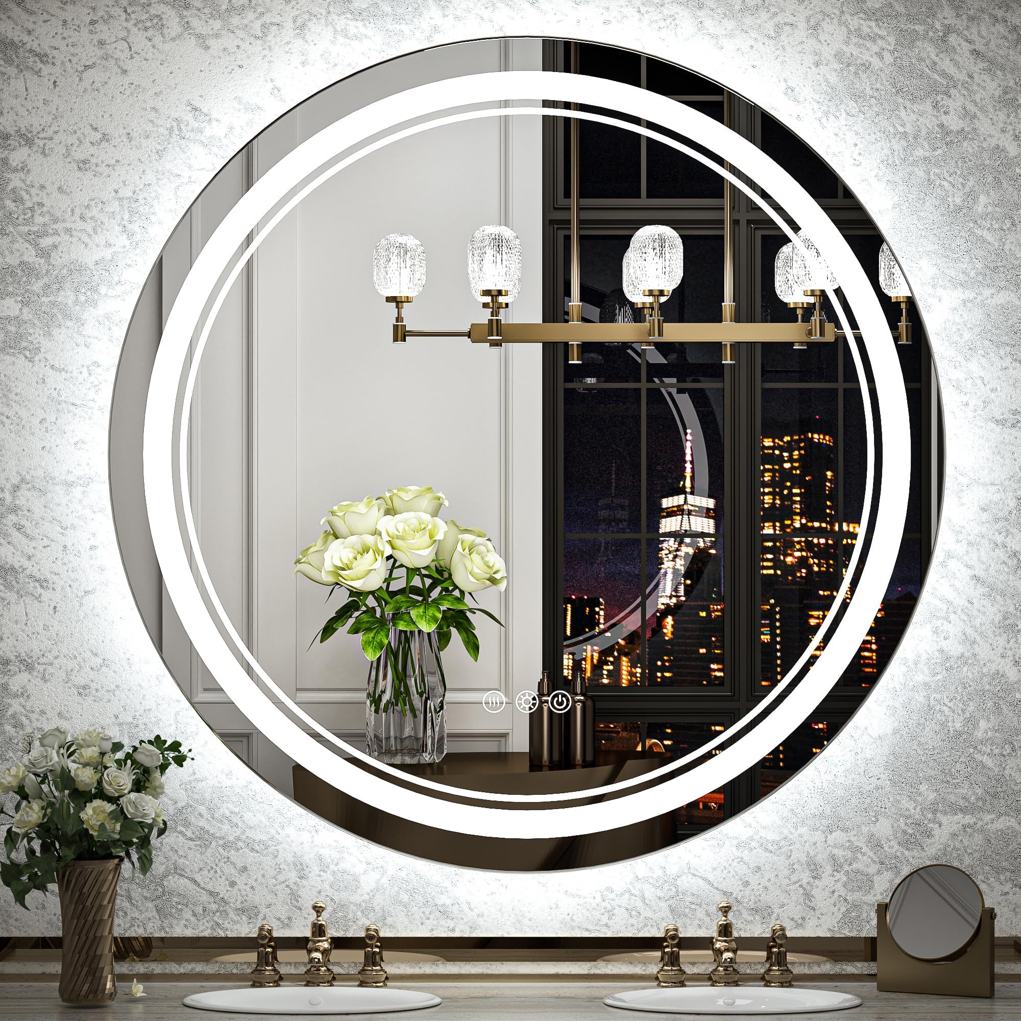Amazon.com: DIDIDADA 30 Inch Black Bathroom Round LED Mirror for ...