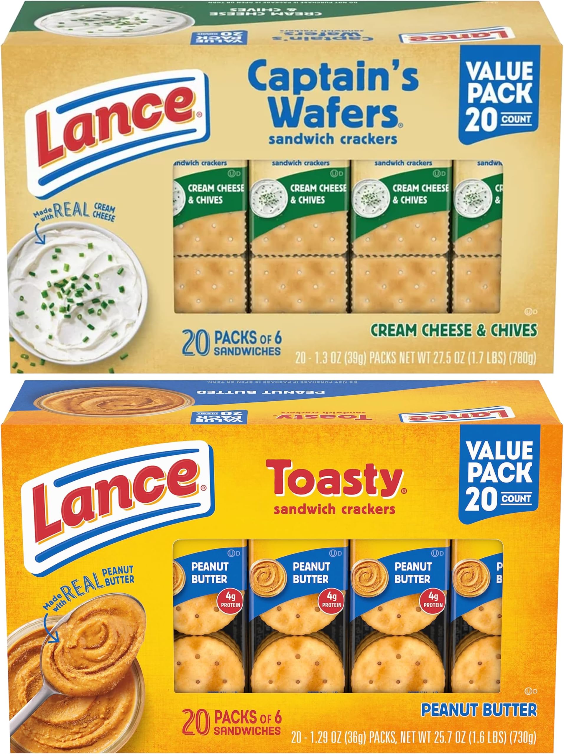 Amazon.com: Lance Fresh Toasty Crackers with rich peanut butter sandwich crackers, Lance Captain ...