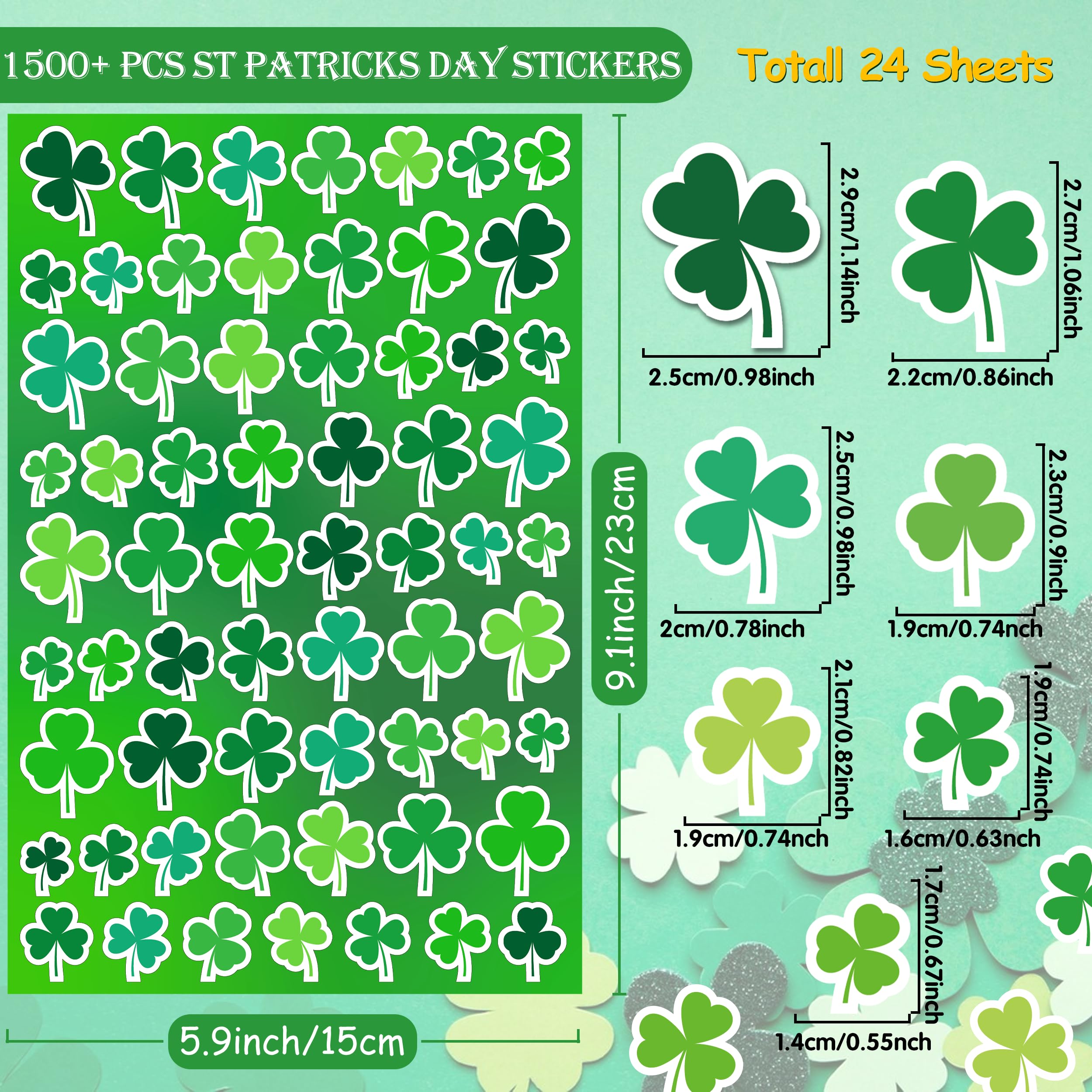 Snapklik.com : St Patricks Day Stickers & Labels Bulk, 1500PCS Shamrock ...