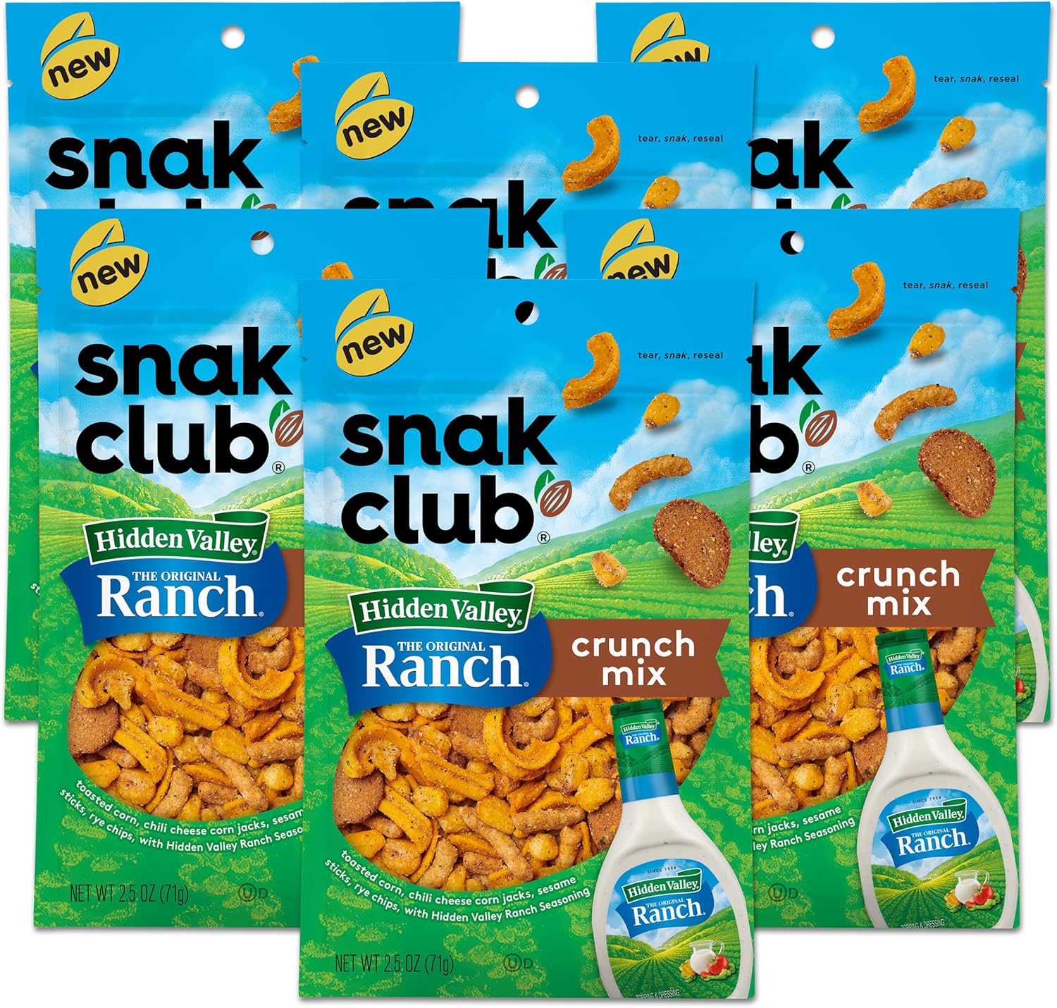 Snak Club Crunch Mix with Hidden Valley Ranch Seasoning, Toasted Corn ...