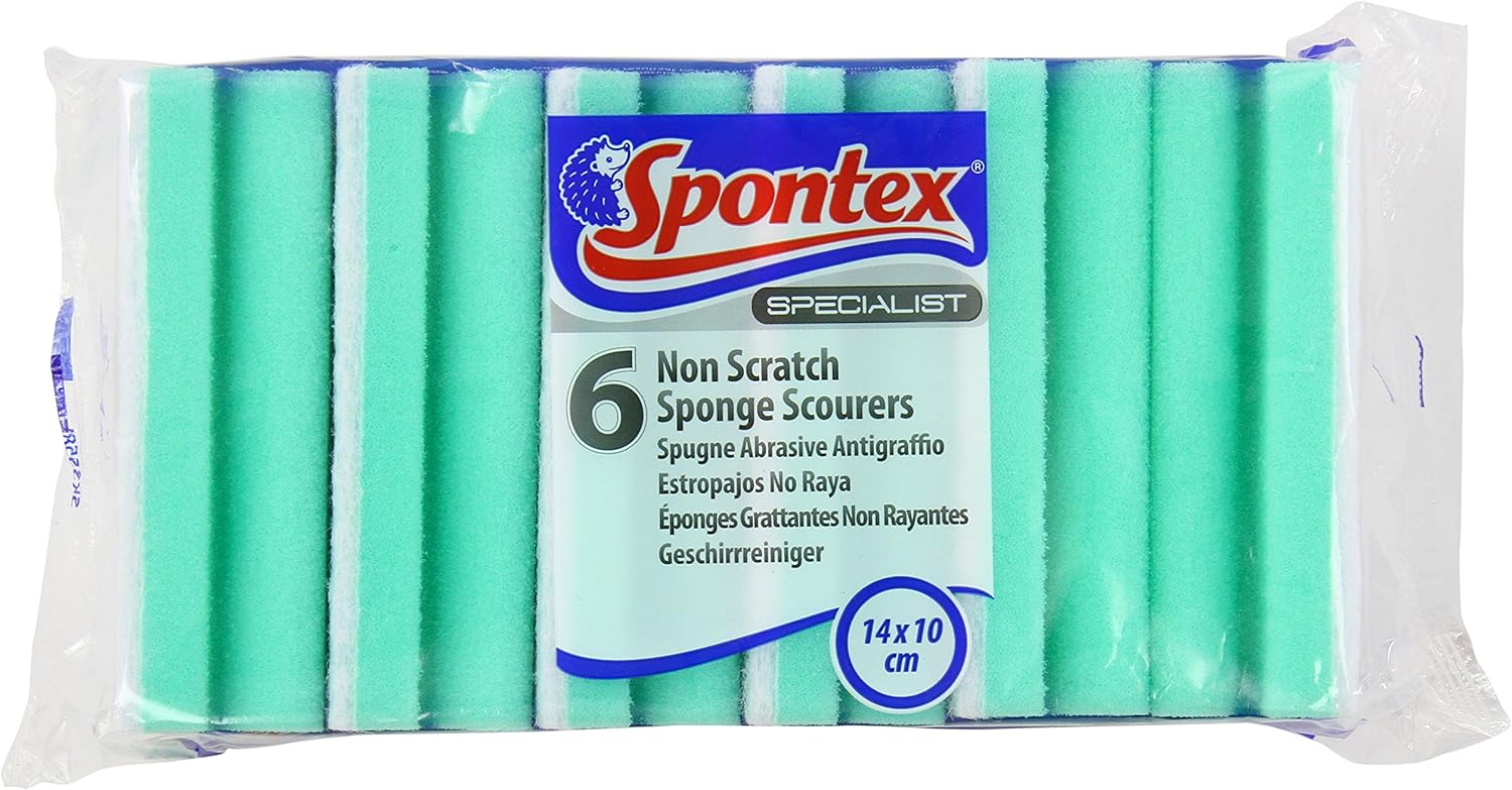 Spontex Specialist Non Scratch Sponge Scourers (Pack of 6) : Amazon.co ...