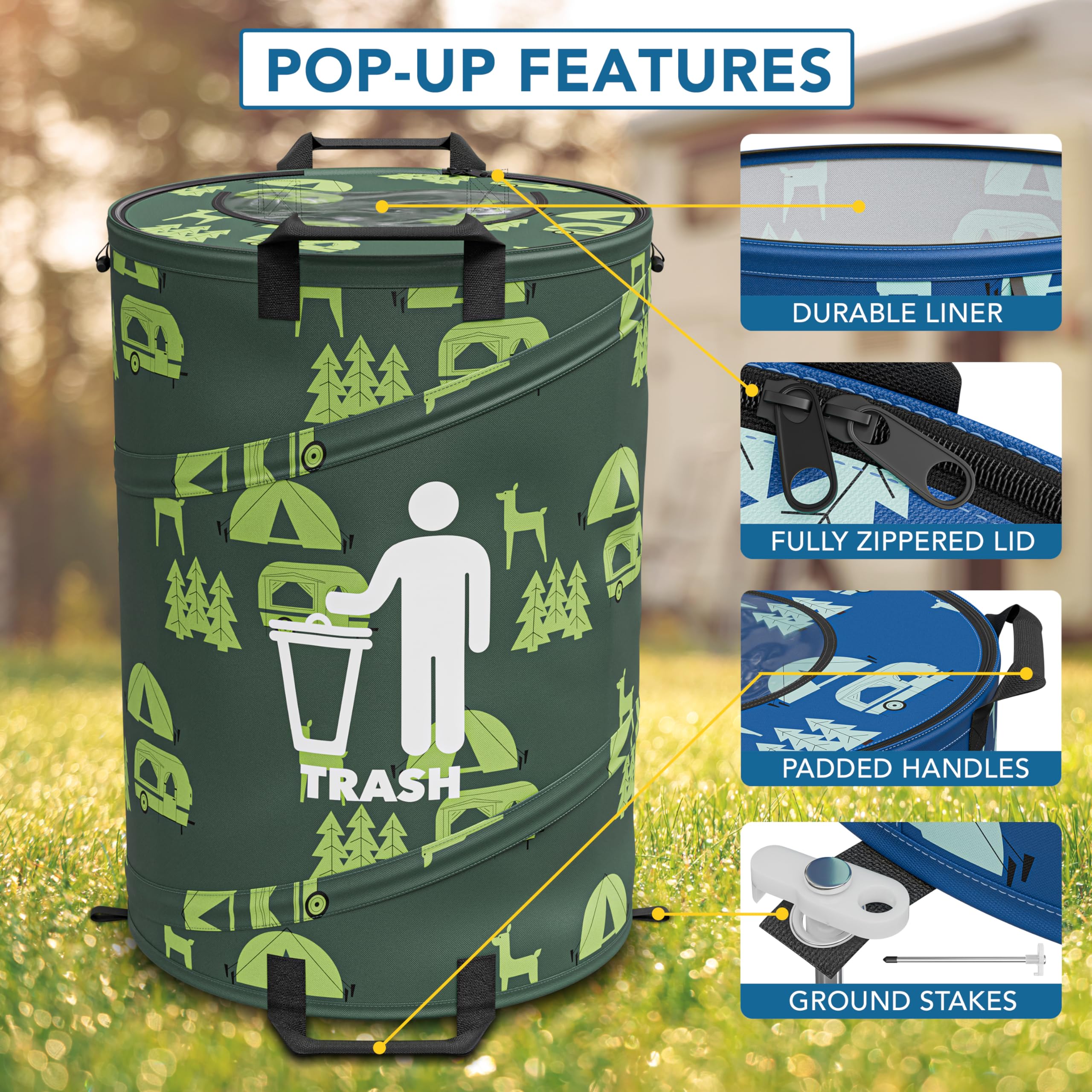 Snapklik.com : Leisure Coachworks 30 Gallon Collapsible Pop-Up Trash ...