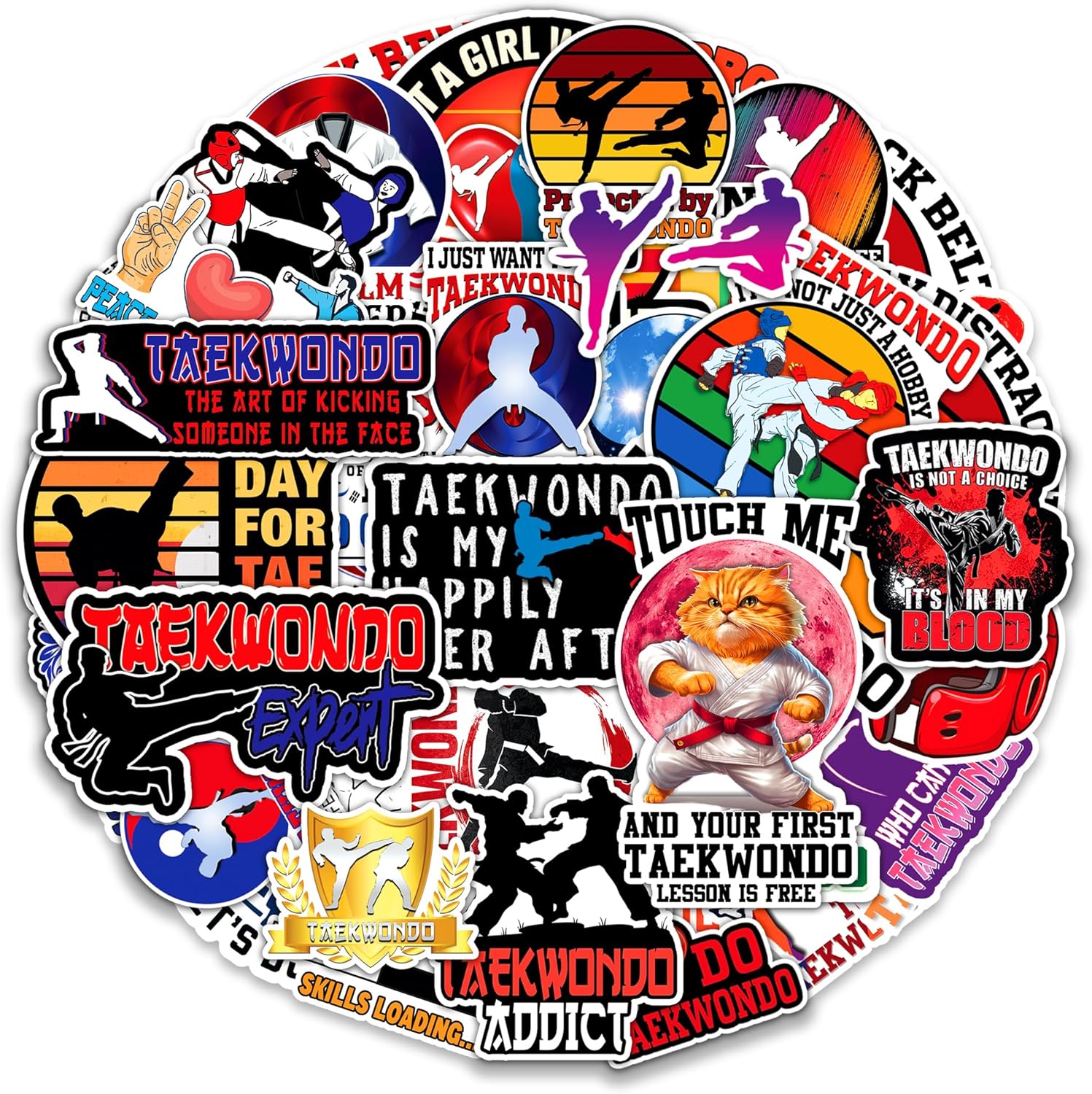 Amazon.com: MONIZY Taekwondo Stickers 50 Pieces Black Belt Martial Arts ...