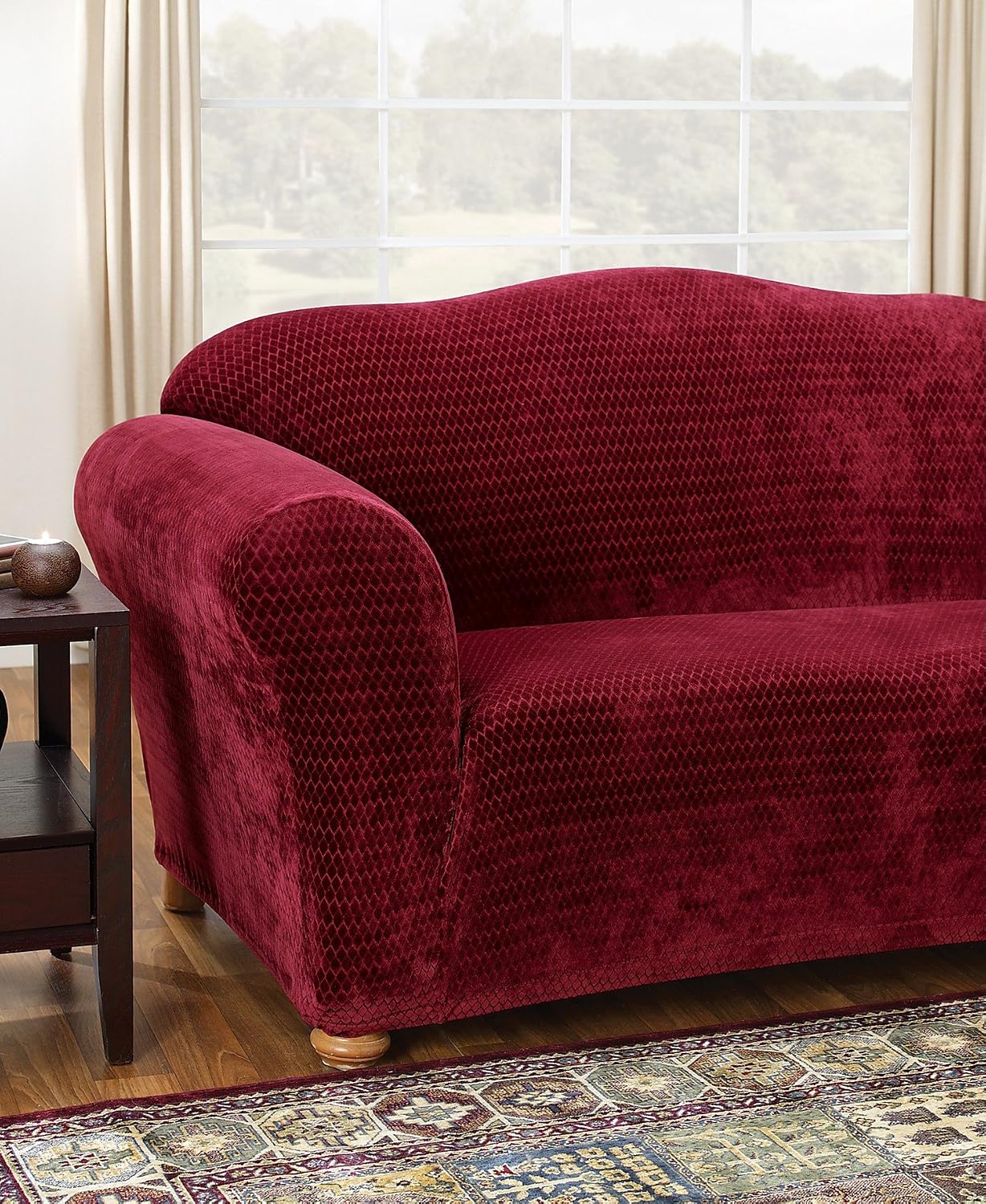 Amazon.com: SureFit Stretch Royal Diamond 1-Piece Sofa Slipcover, Gold ...