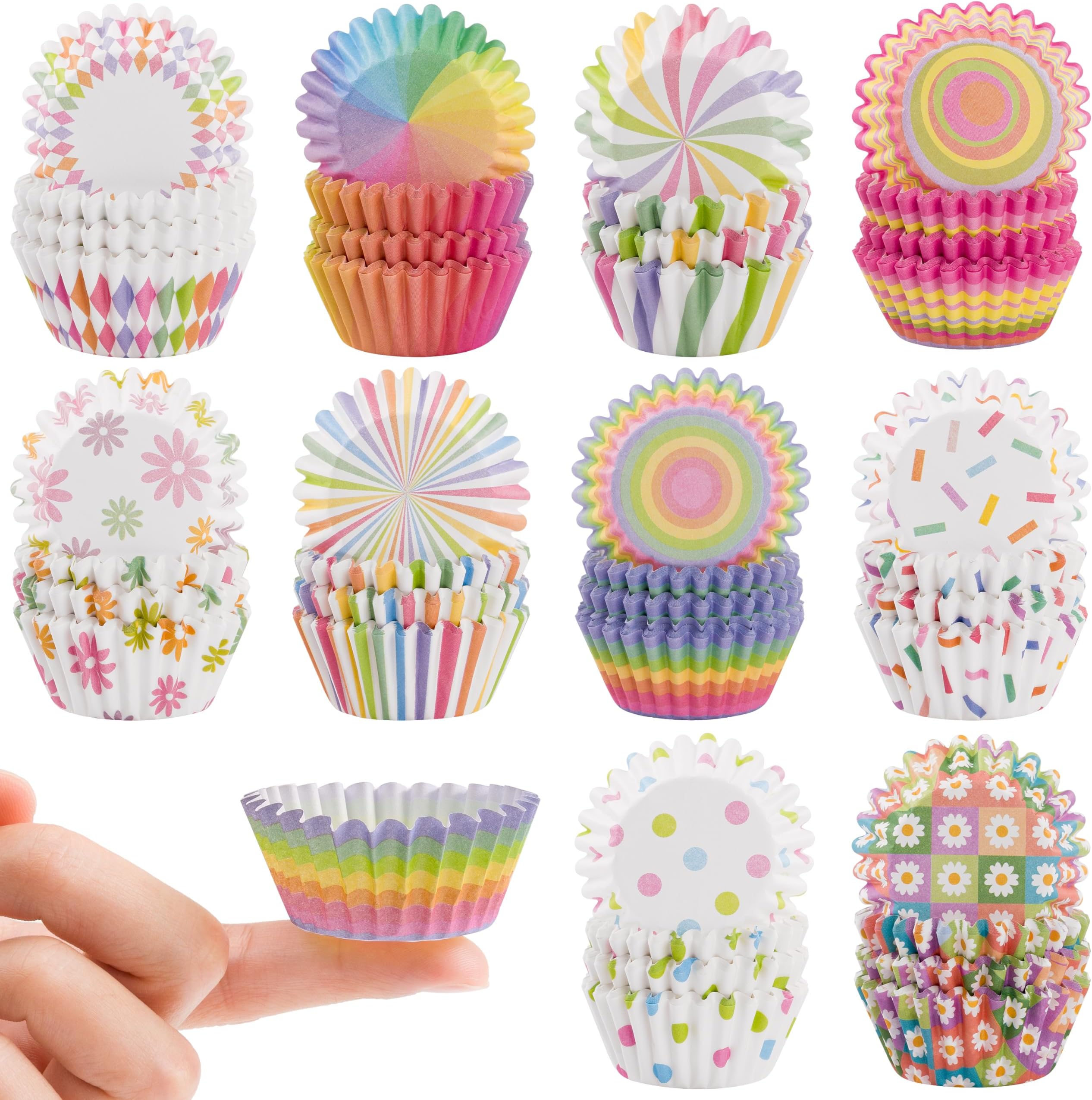 Amazon.com: Qumenan 800 Pack Mini Rainbow Cupcake Liners Baking Cups ...