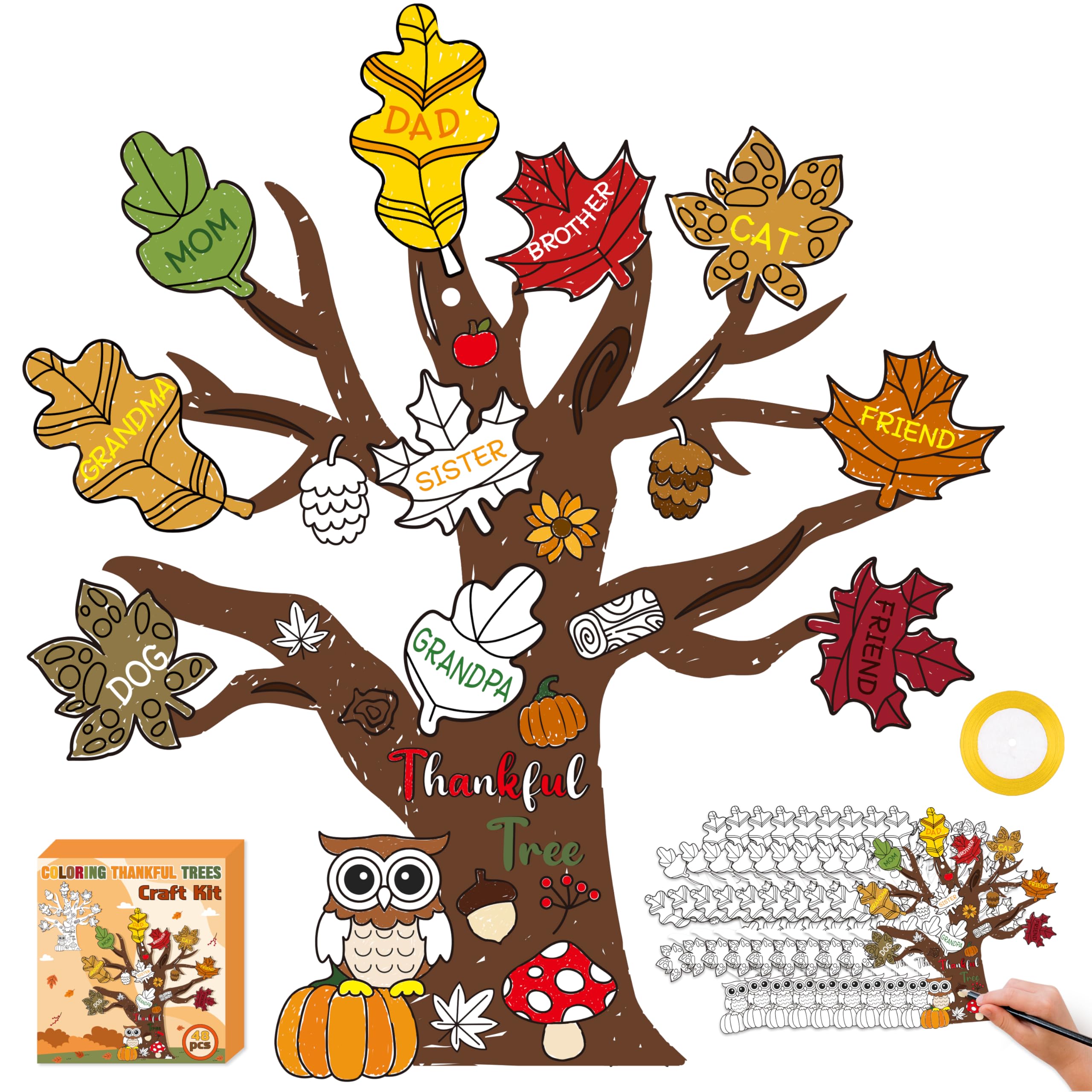 Amazon.com: CY2SIDE Fall Thankful Trees Art Craft - 48PCS Color Your ...