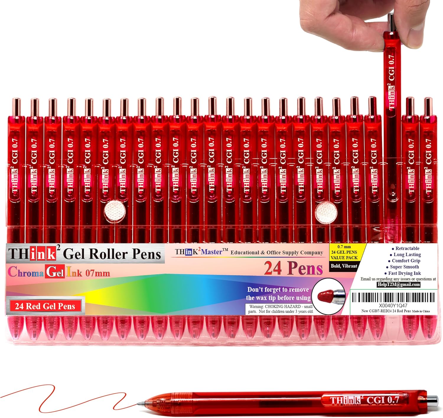 Amazon.com: THINK2MASTER [24 Pens - Red Ink] Think2 0.7mm CGI ...