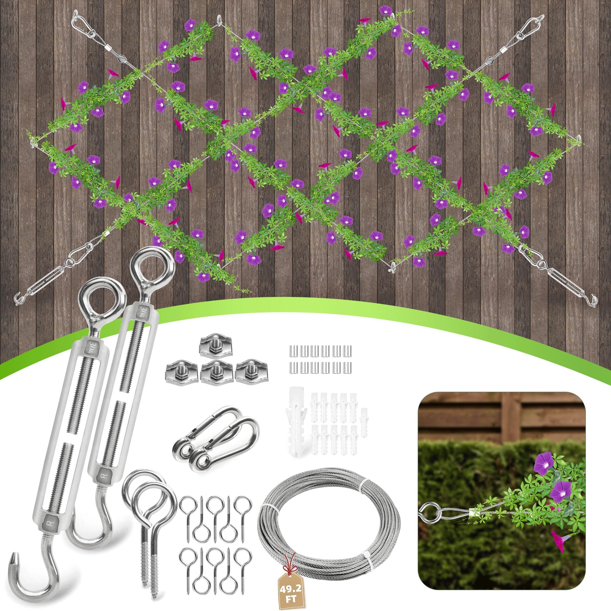 Amazon.com : BLIKA 9 Pcs Wire Trellis Kits, 100mm Stainless Steel Hubs ...