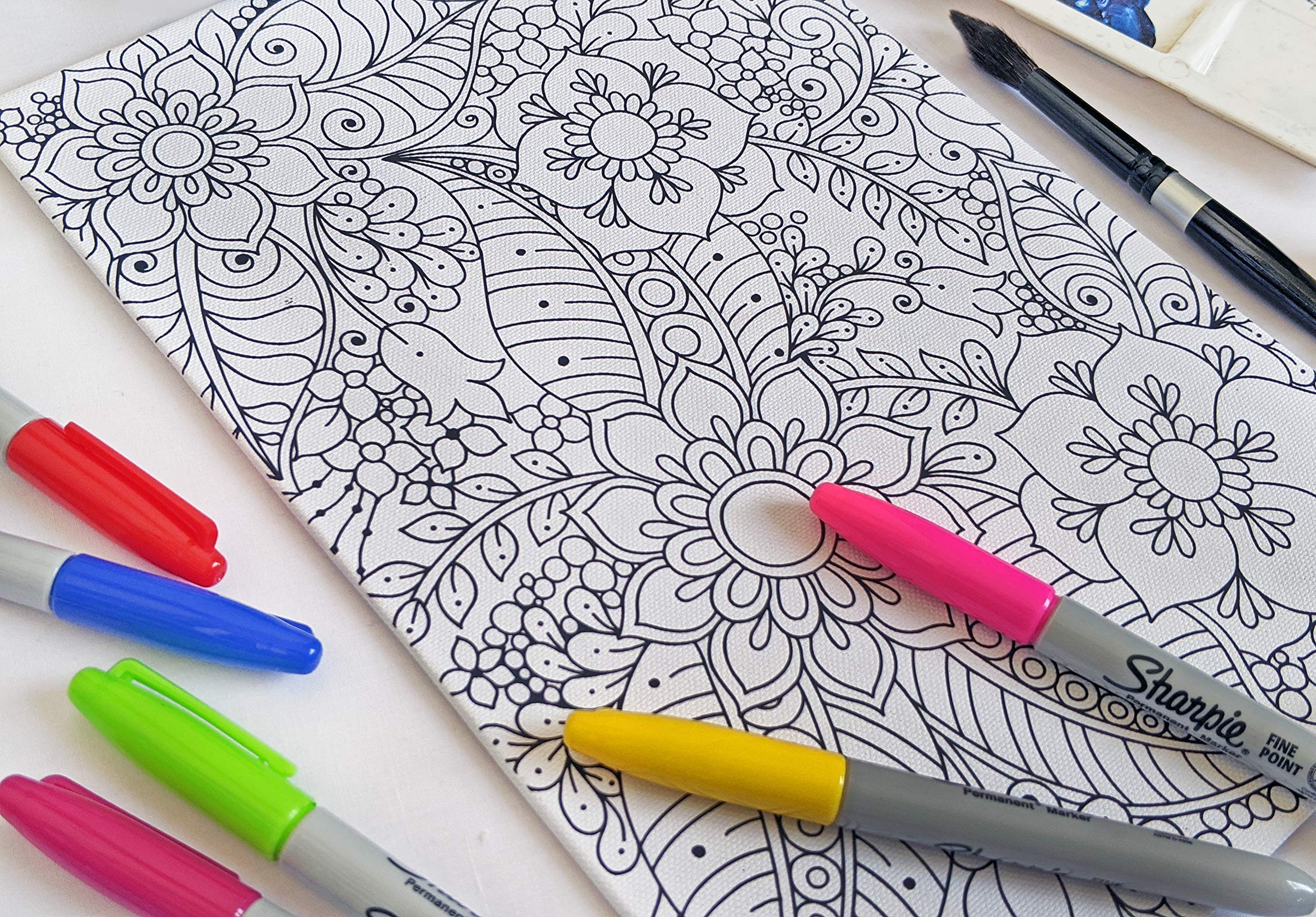 Forest Adult Coloring Canvas, Stretched primed canvas to color | 8 x 12 ...