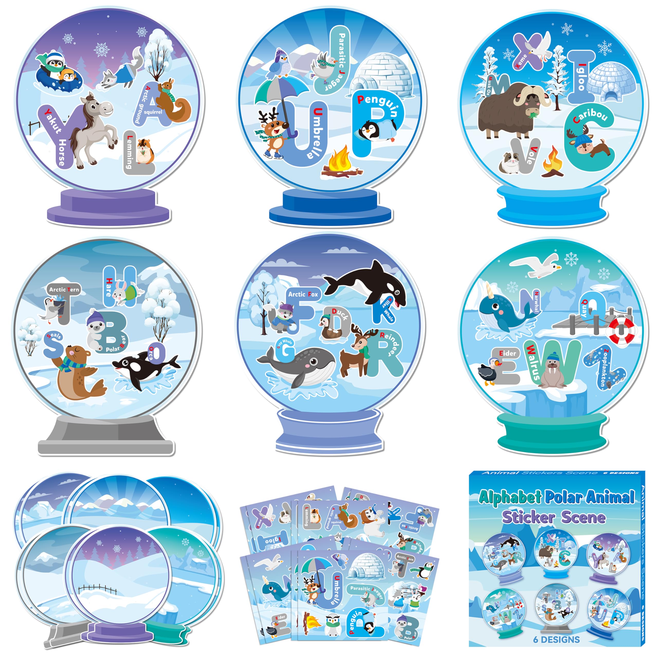 Amazon.com: WATINC Winter Polar Animal Scene Sticker Art Craft,12Pcs ...