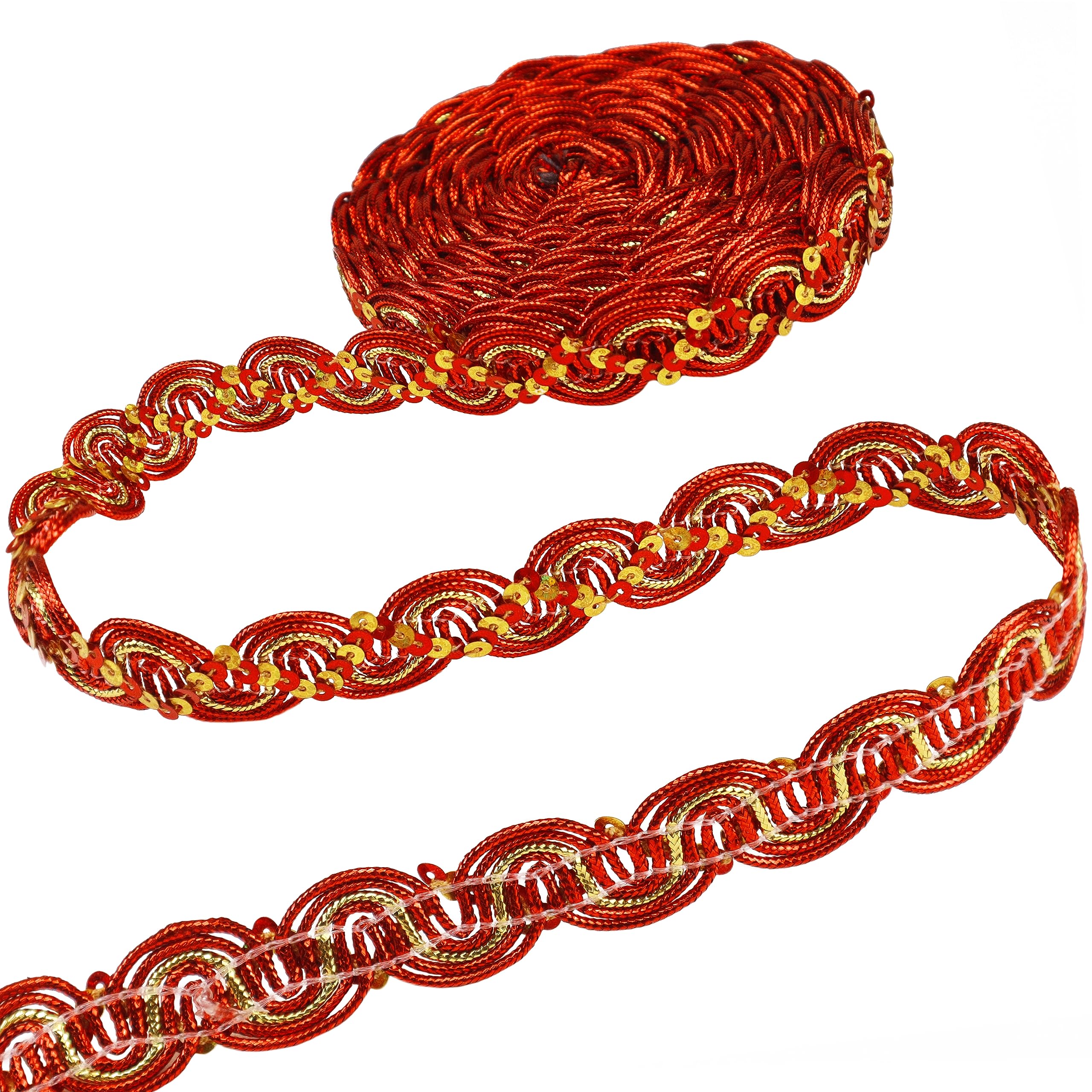 Amazon.com: Red Gimp Braid Trim 6 Yards Metallic Scalloped Edge Lace ...