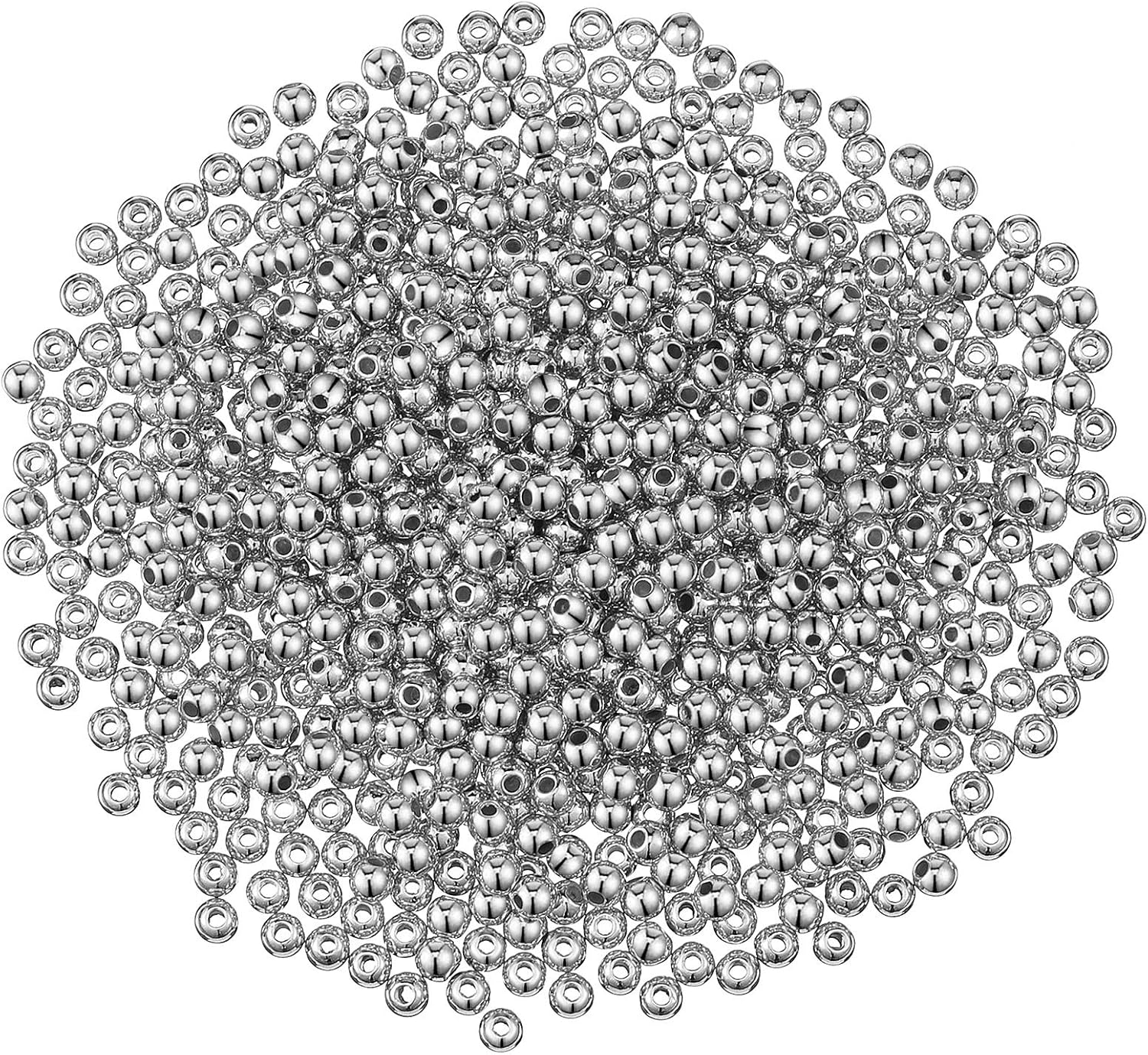 Amazon.com: Hicarer 3000 Pieces 4 mm Smooth Round Beads Small Spacer ...