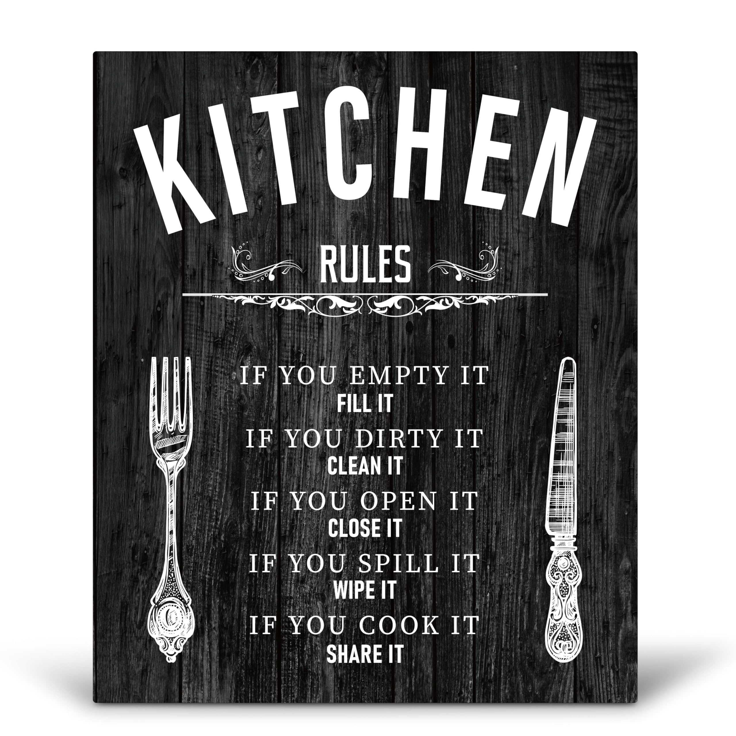 Amazon.com: Kitchen Rules - Hanging Kitchen Rules Wood Decor Sign ...