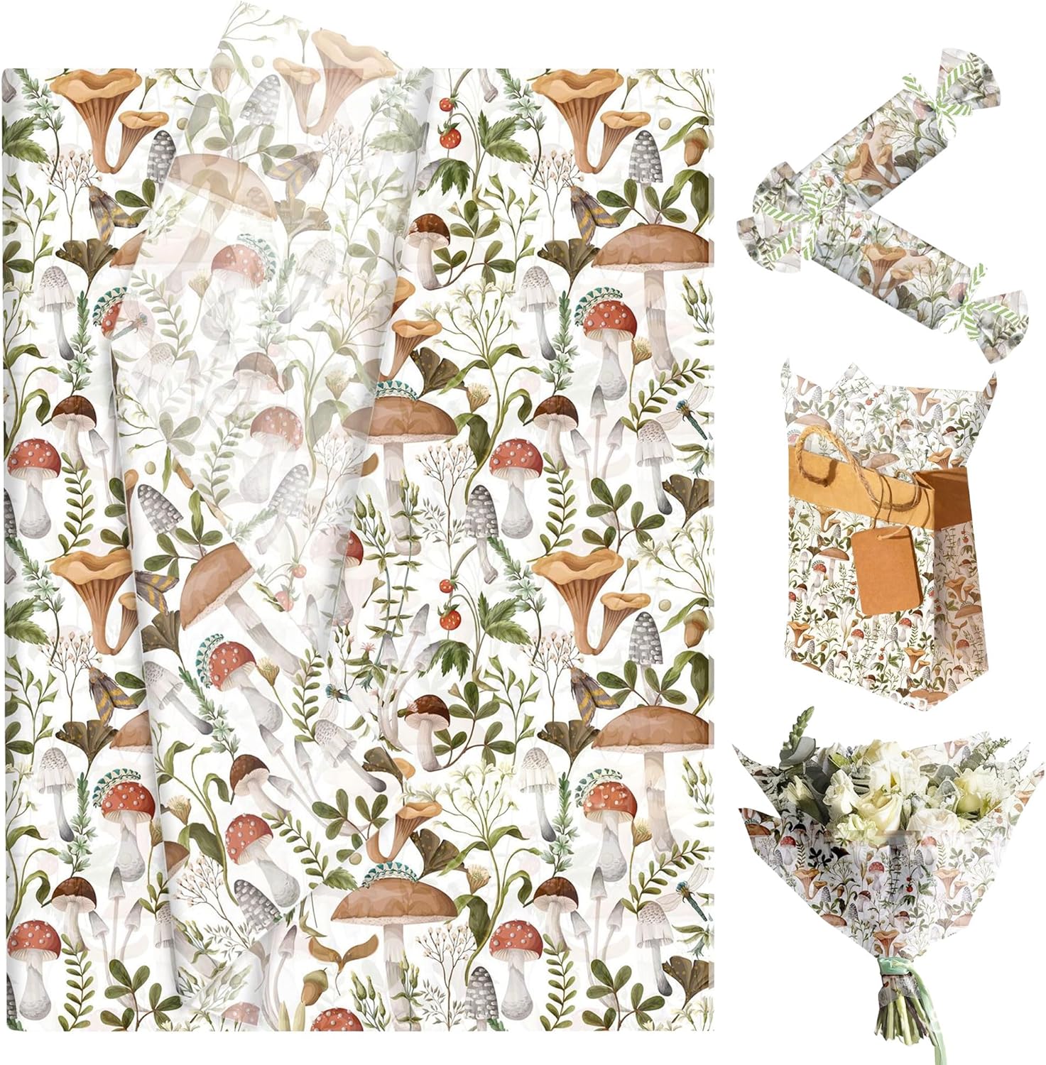 Amazon.com: JeVenis Mushroom Fairy Tissue Paper Forest Cottage Wrapping ...
