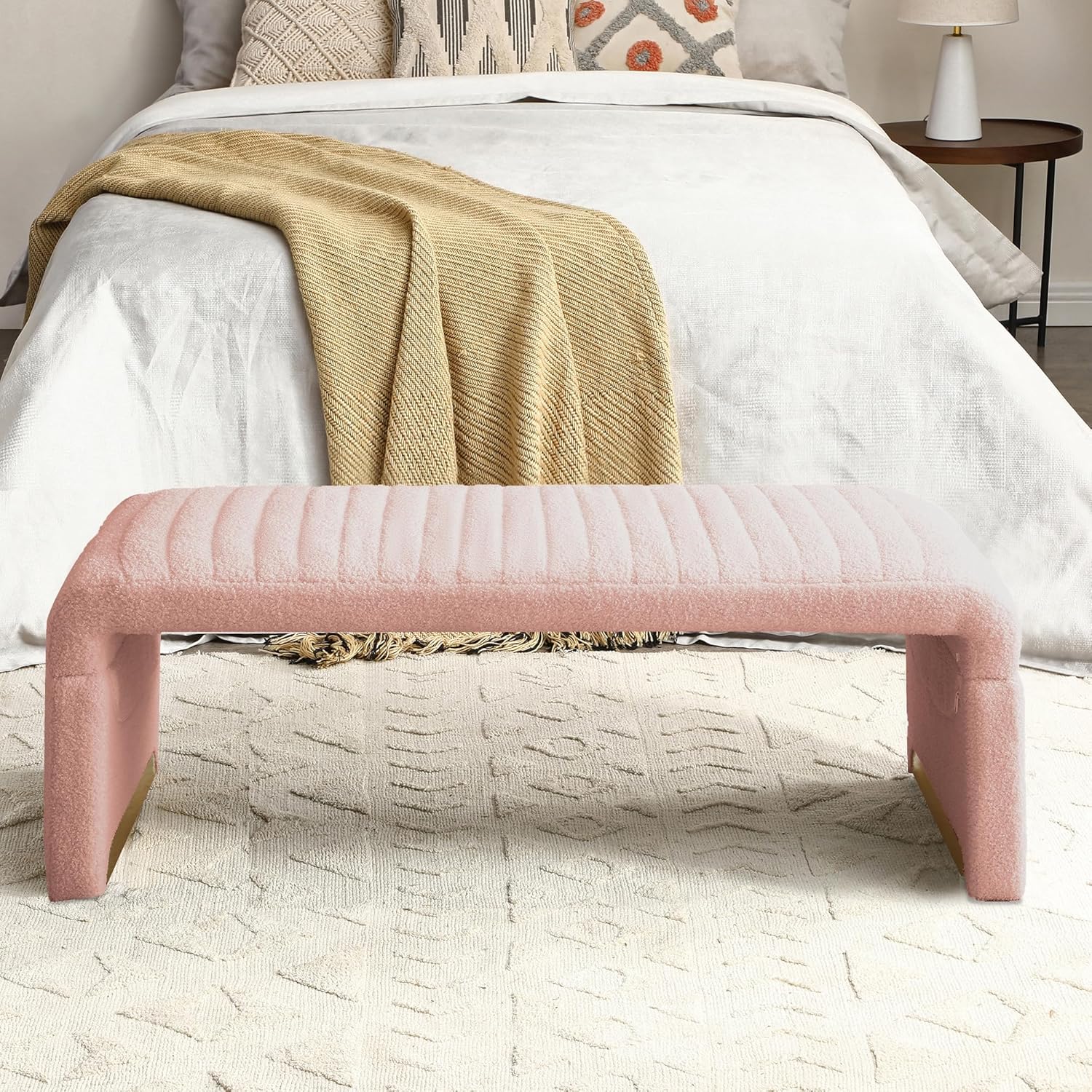 Amazon.com: 47.2'' Width Modern Ottoman Bench, Upholstered Sherpa ...