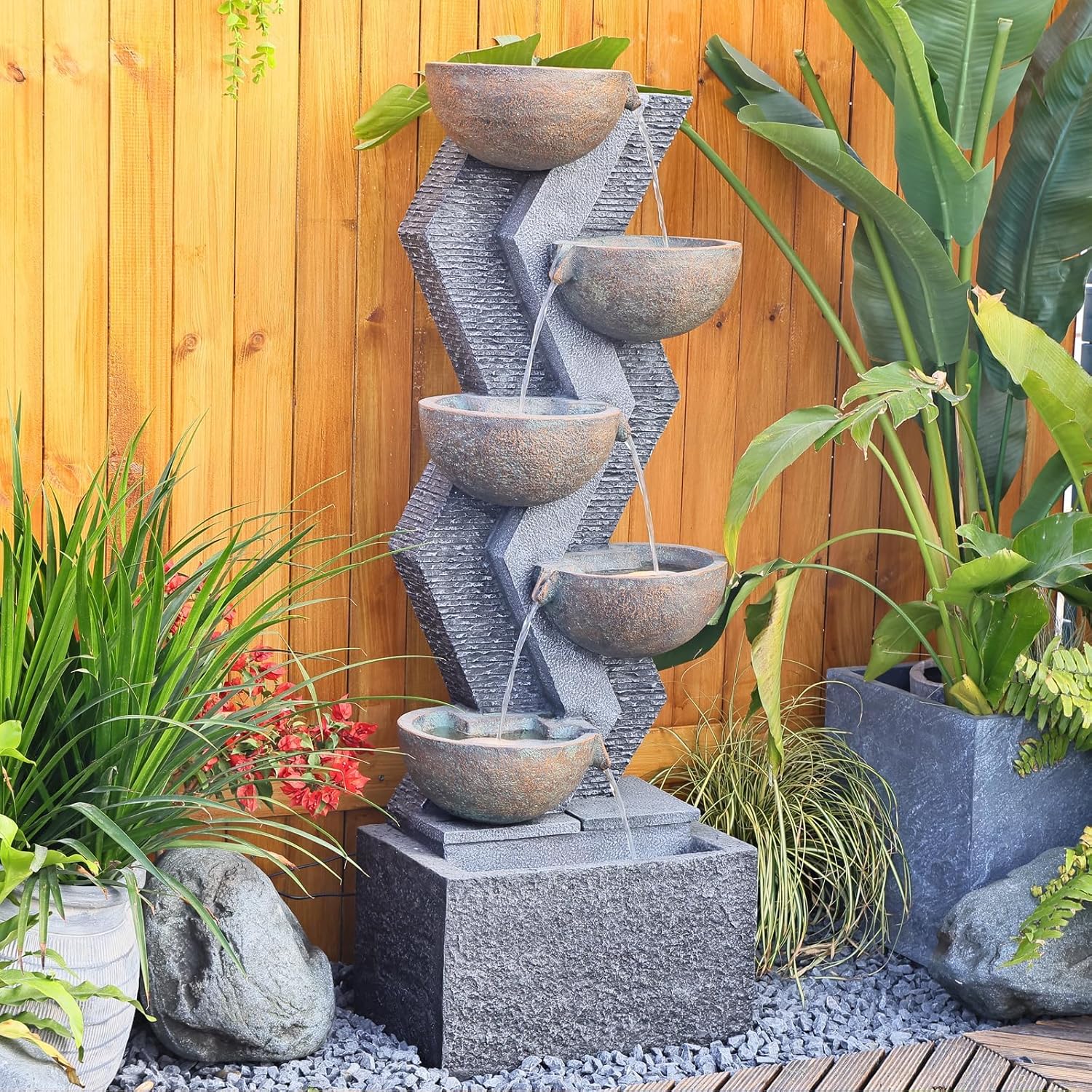 Amazon.com: SERBILHOME 6-Tier Garden Fountains Outdoor 48.75''H ...