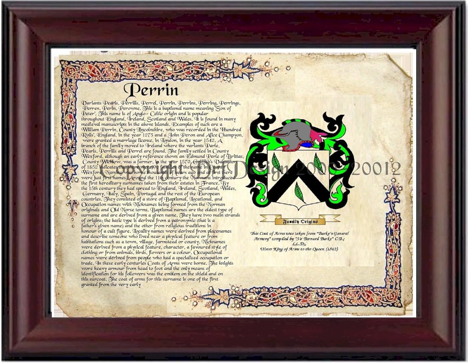 Amazon.com: DRFdesign Perrin Coat of Arms/Family Crest on Fine Paper ...