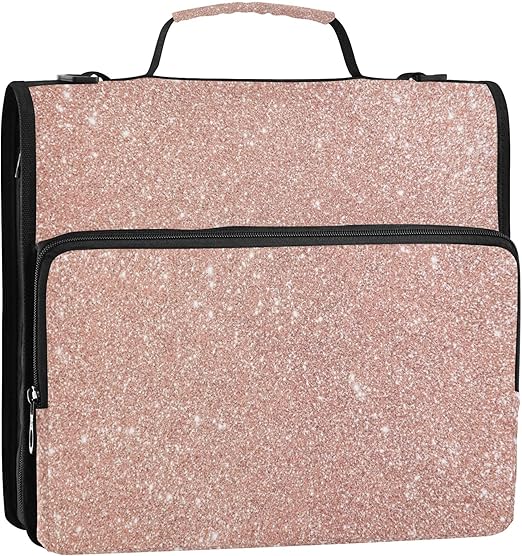 Amazon.com : 3 Ring Binders 1.5 Inch D Ring Rose Gold Glitter Binder ...