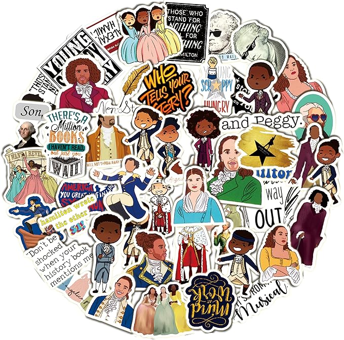 BigVivi 52Pcs Hamilton Musical Vinyl Stickers Pack Hipster Laptop Pogue ...