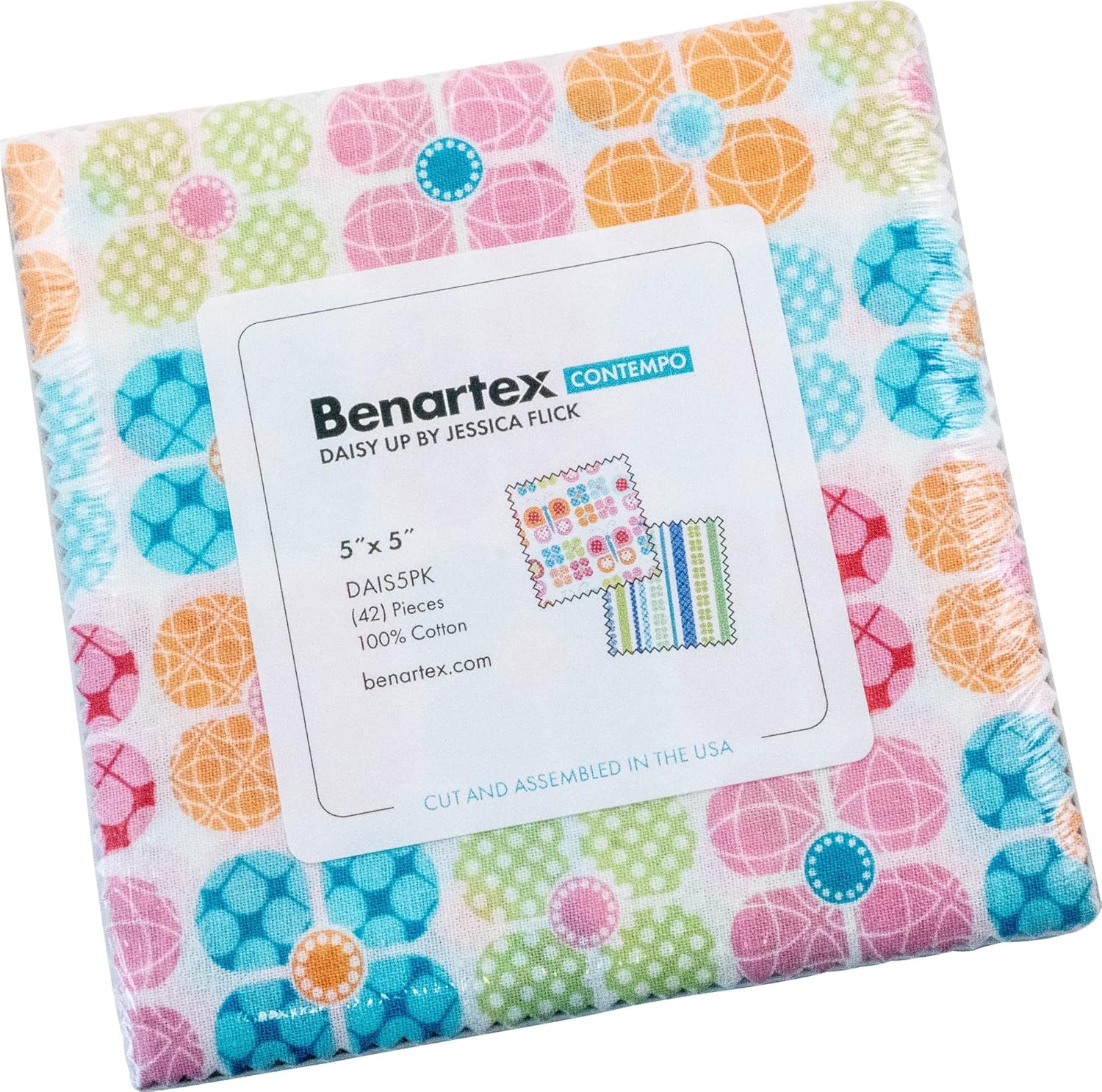 Amazon.com: Benartex Fabrics Daisy Up Charm Squares Five by Five inch ...