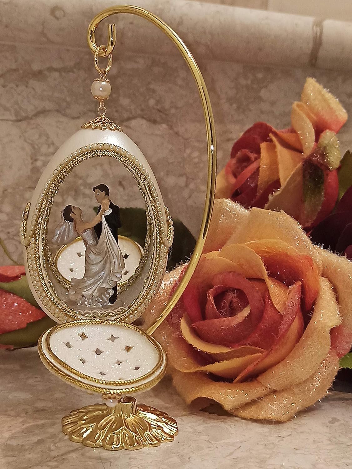Faberge Egg 24k GOLD Wedding Anniversary Gift For Wife Her HANDM Faberge Egg 24k GOLD Wedding Anniversary Gift For Wife Her HANDM