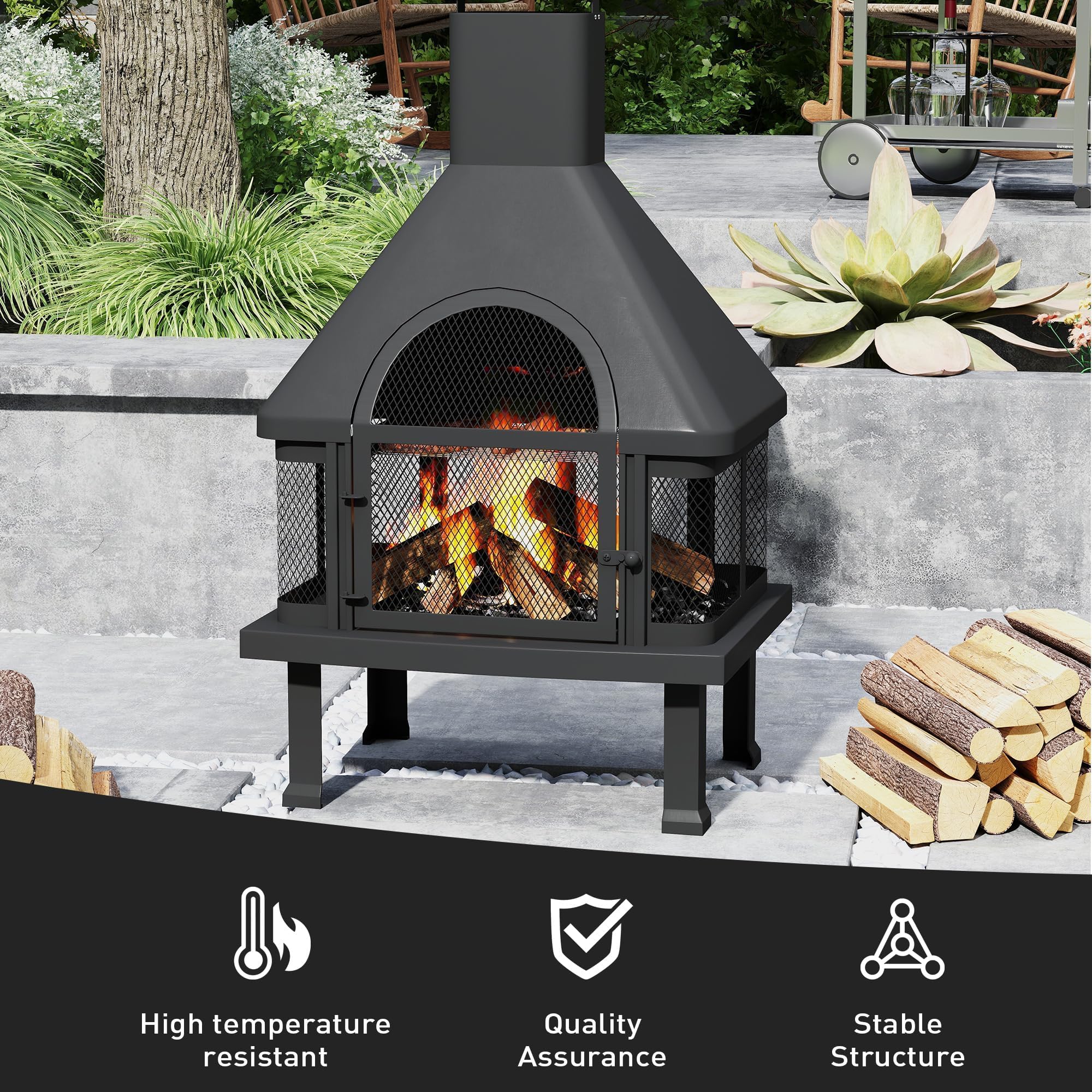 Snapklik.com : Chiminea Outdoor Fireplace,360-Degree Flame View Outdoor ...