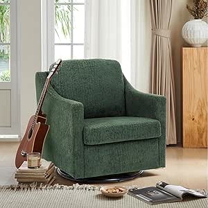Amazon.com: COLAMY Swivel Accent Chair, 360° Rotation Soft Fabric ...