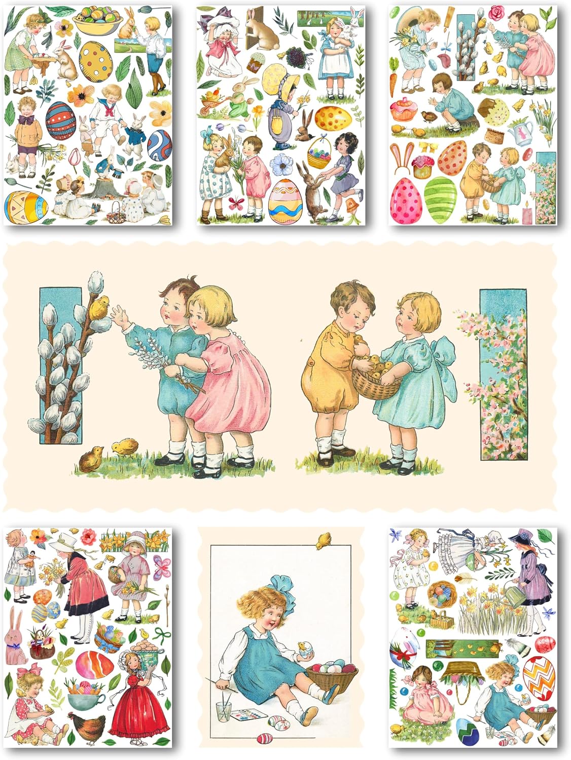 Amazon.com: Large Stickers Pack # Cute Kids Celebrate Easter HANATABA ...