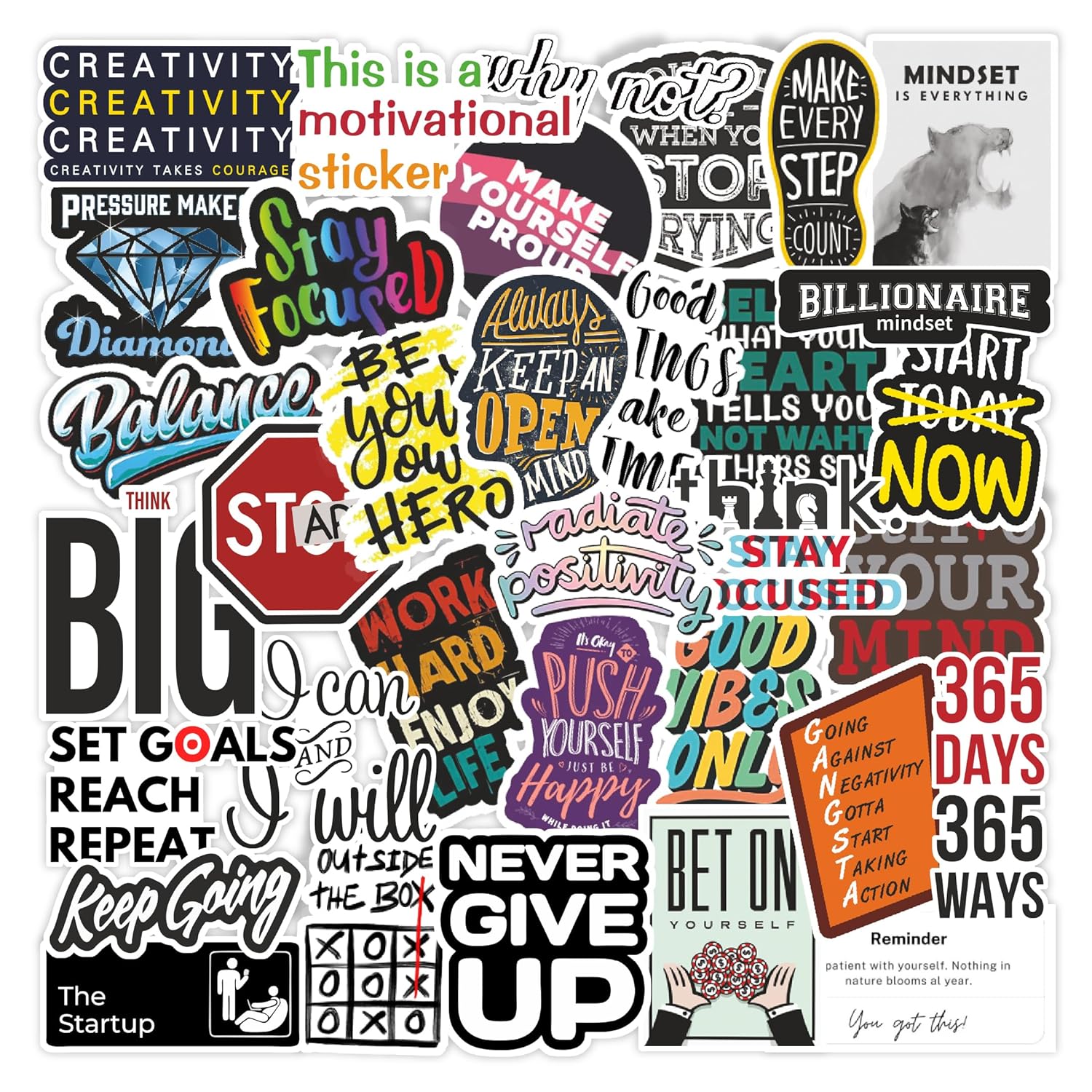 Pack of 38 Motivational Inspirational Stickers for Phone Case ...