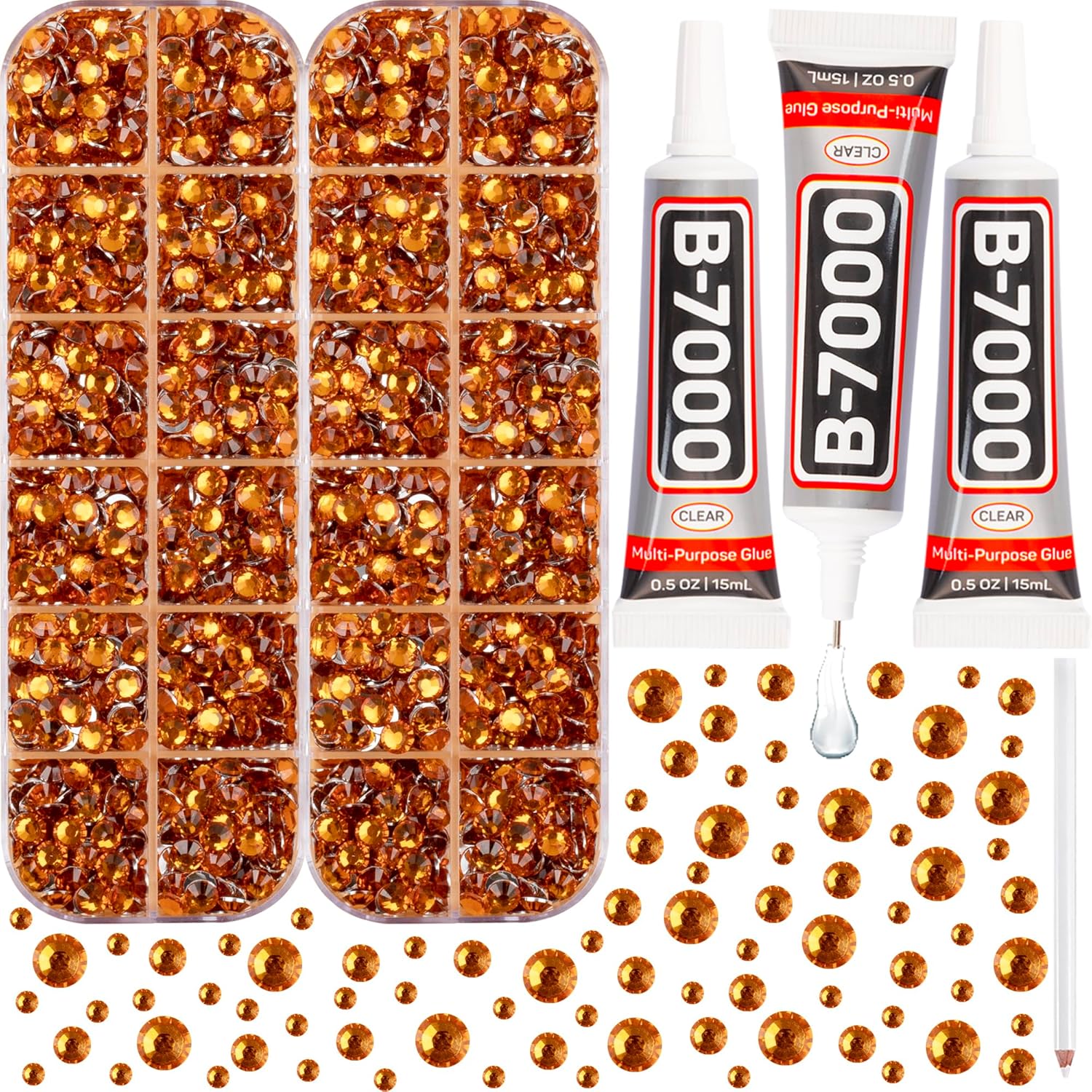 Amazon.com: 11000Pcs Orange Rhinestones Flatback with b7000 Glue for ...