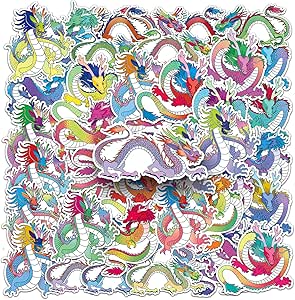 Chinese Dragon Stickers 50pcs Vinyl Cartoon Cool Dragons Sticker for ...