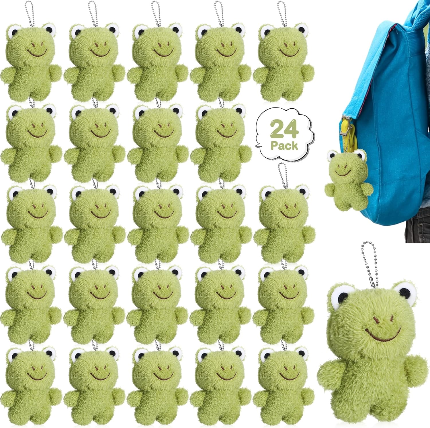 Amazon.com: HyDren 24 Pcs Frog Keychains Plush Bulk 4.7 Inch Frog ...