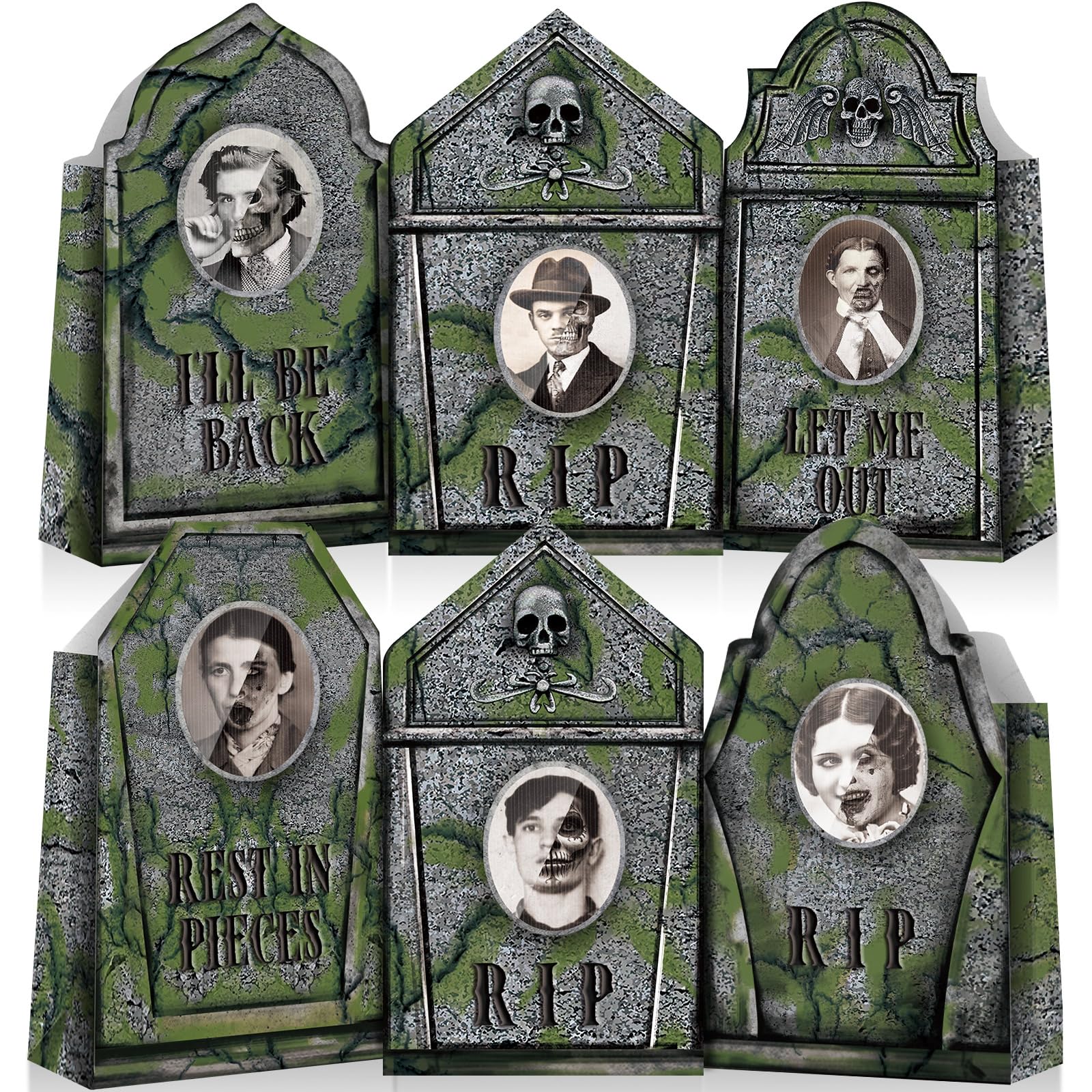 Amazon.com: Lemosae Halloween Tombstones Treat Bag with 3D Changing ...